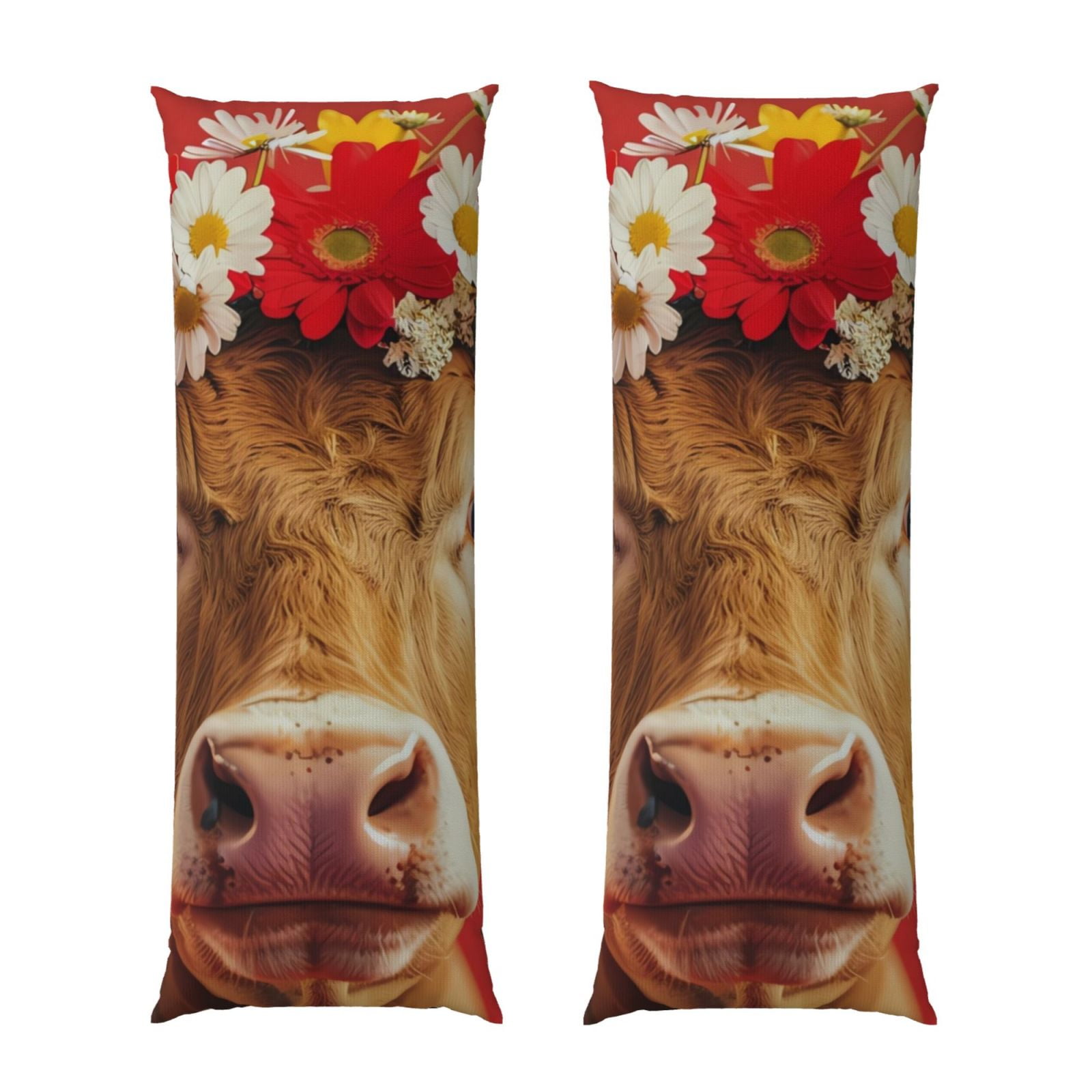 Disketp White And Red Daisy Cow Print Body Pillow Cover - Super Soft ...