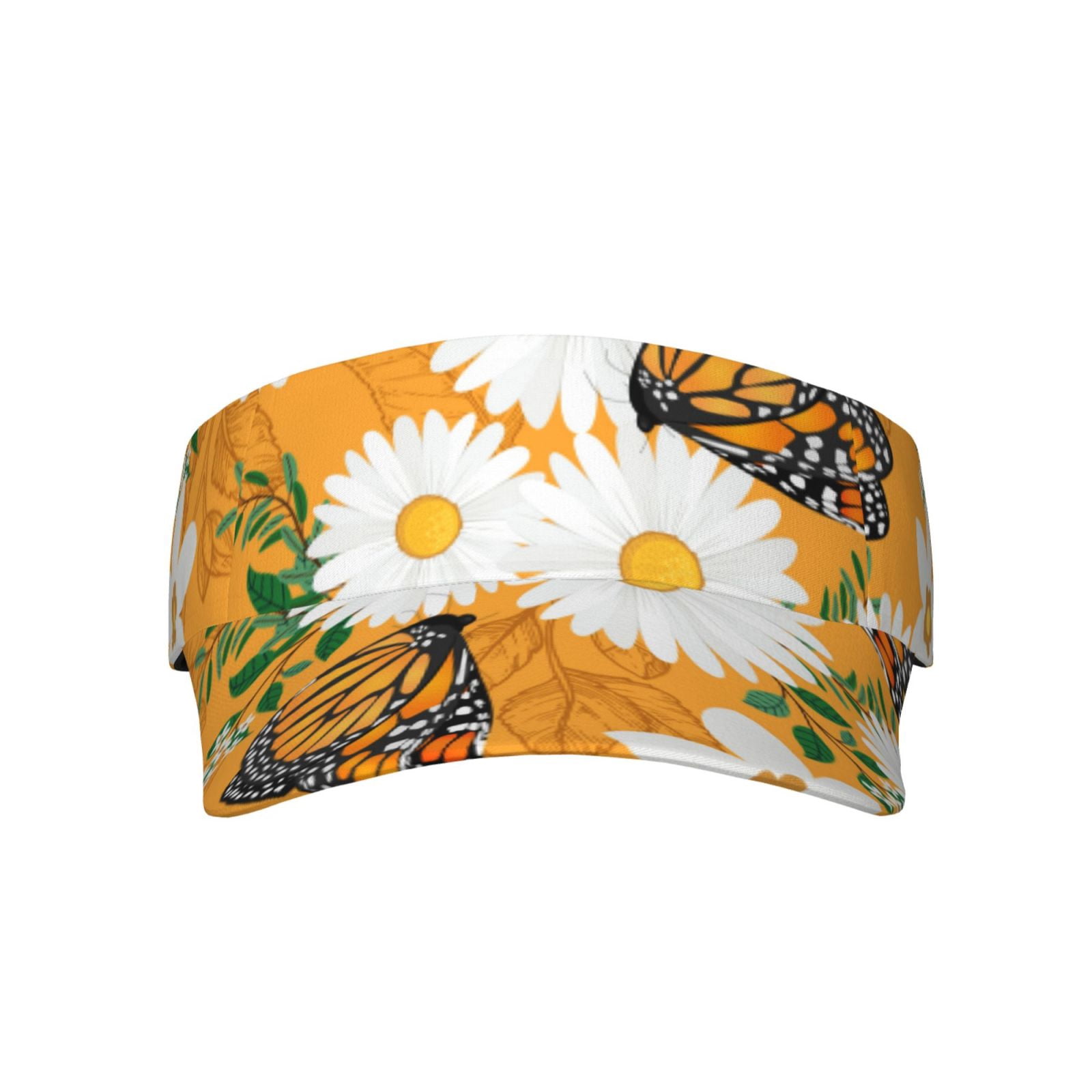 Disketp White Floral And Butterflies Sun Visors For Women Men Unisex ...