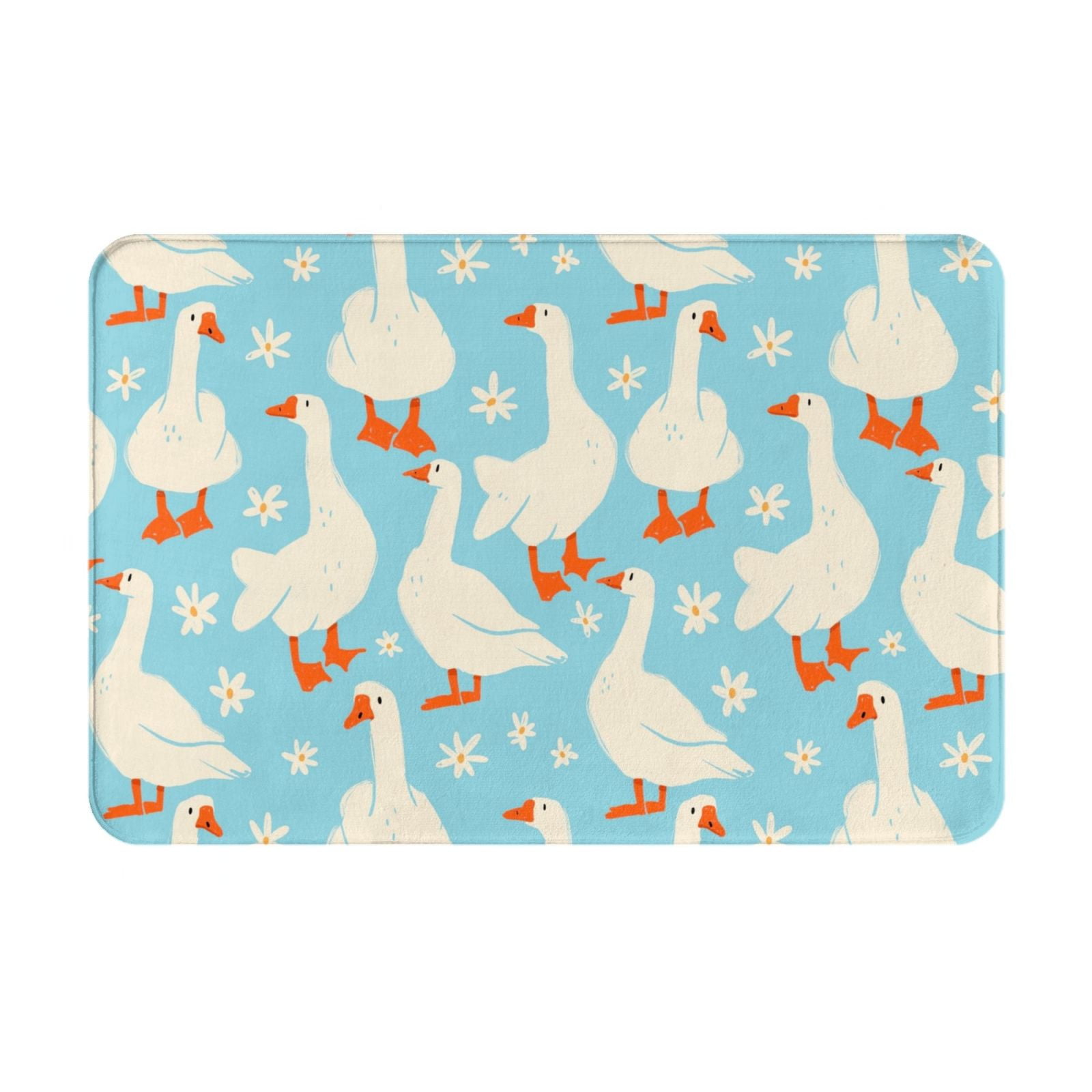 Disketp White Geese And Flower Mat For Front Door Outside - Doormat ...