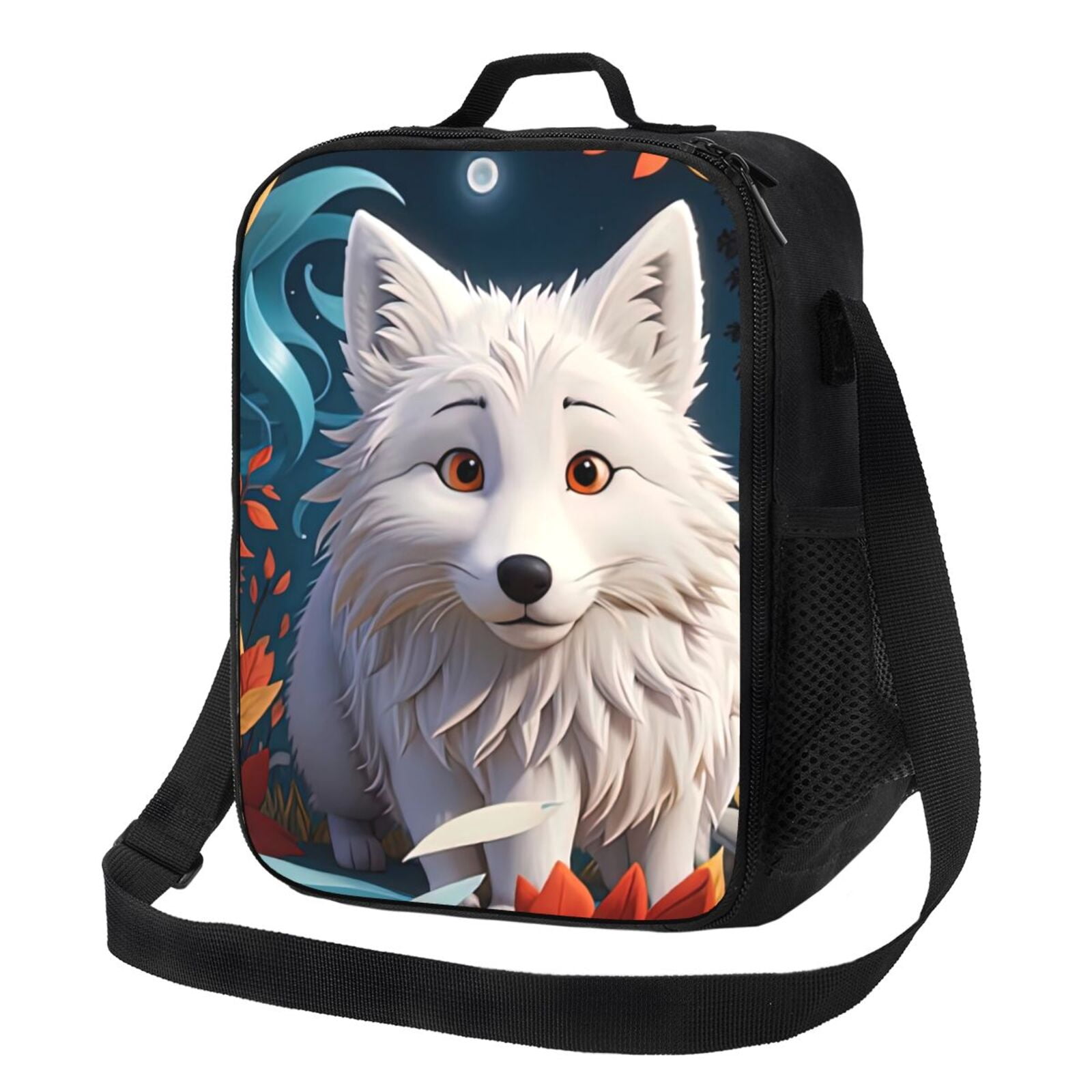 Disketp White Wolf With Flowers Insulated Lunch Bag Lunch Box - Lunch ...
