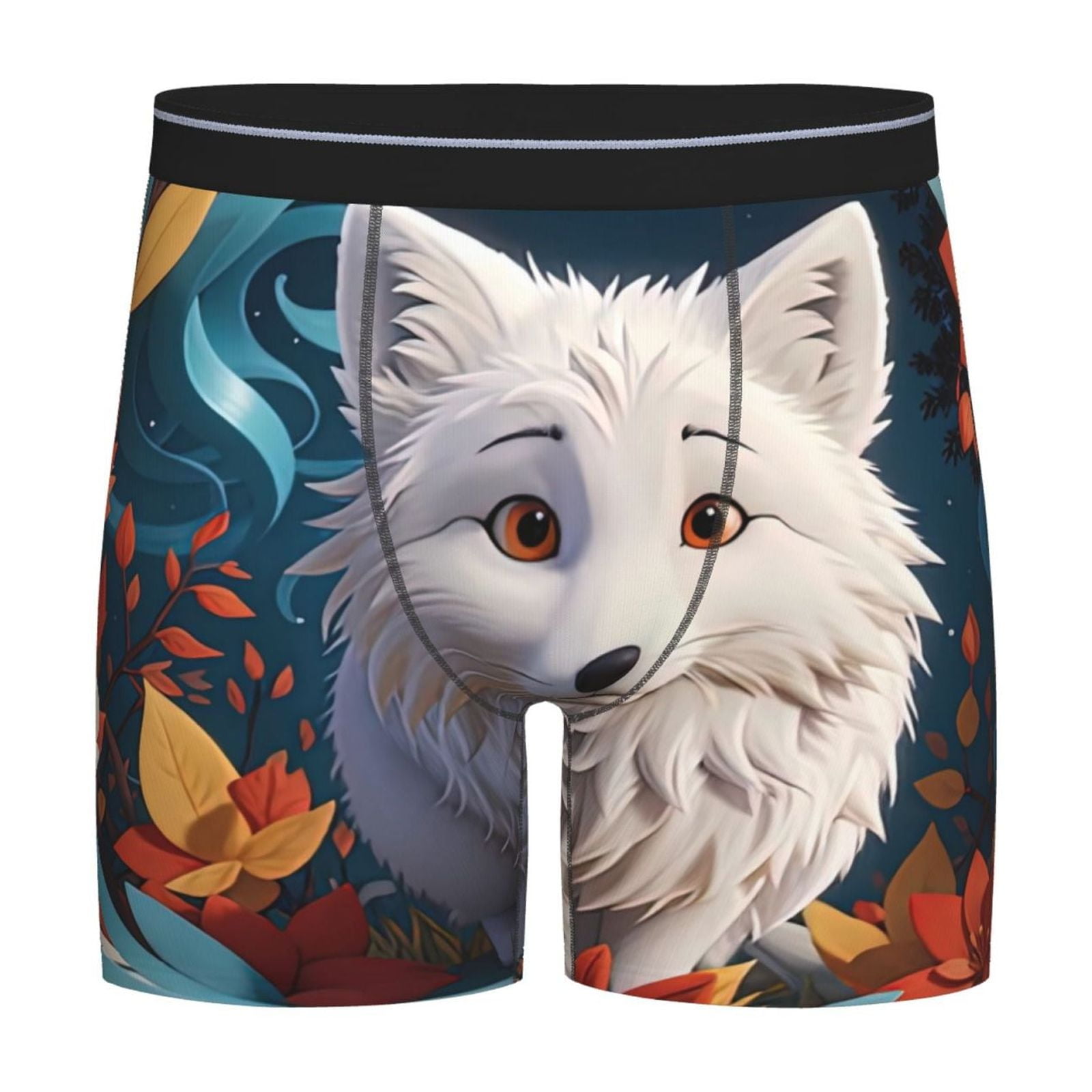 Disketp White Wolf With Flowers Men's Boxer Briefs Men’s Underwear ...