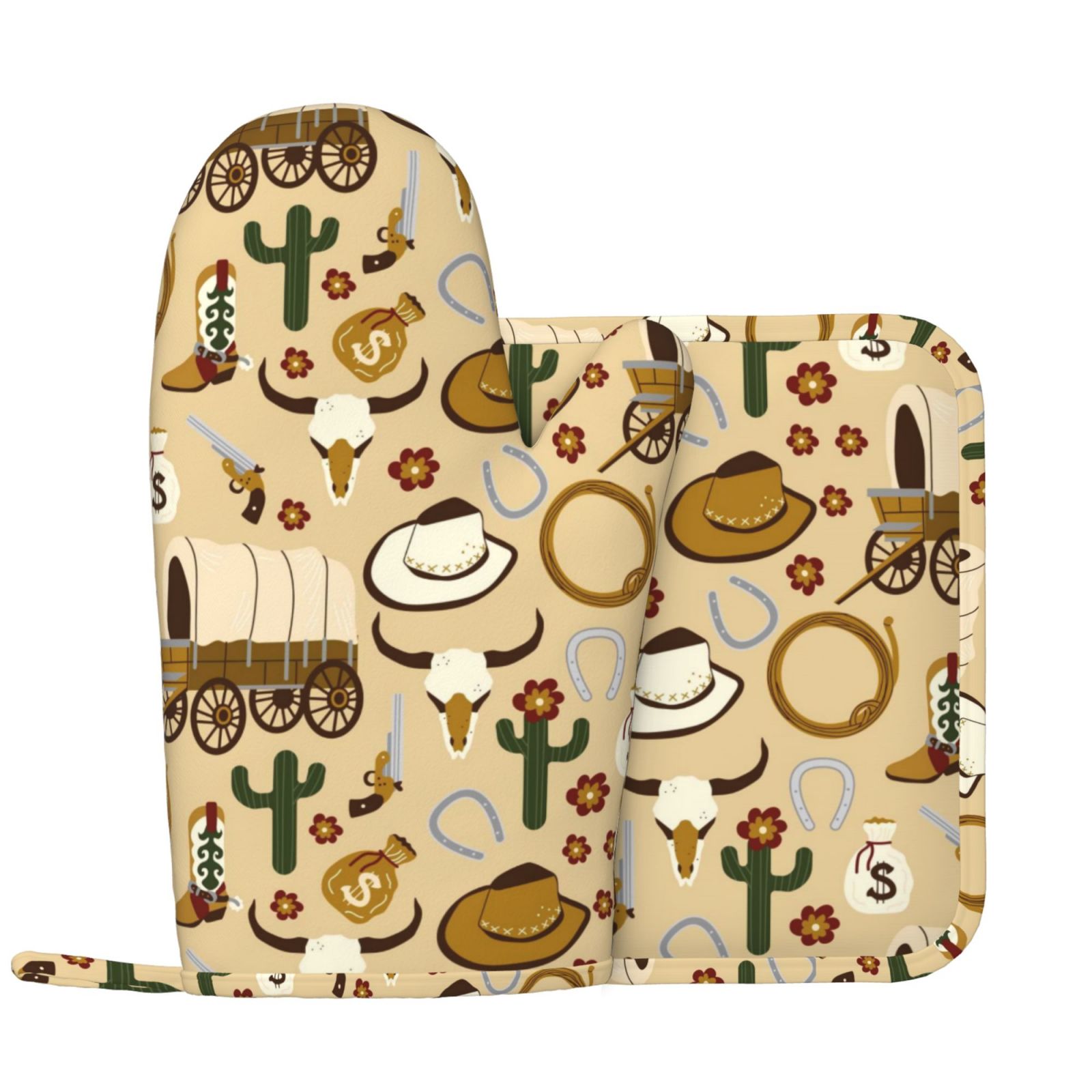 Disketp Wild West Cowboy Oven Mitts And Potholders Bbq Gloves-Oven ...