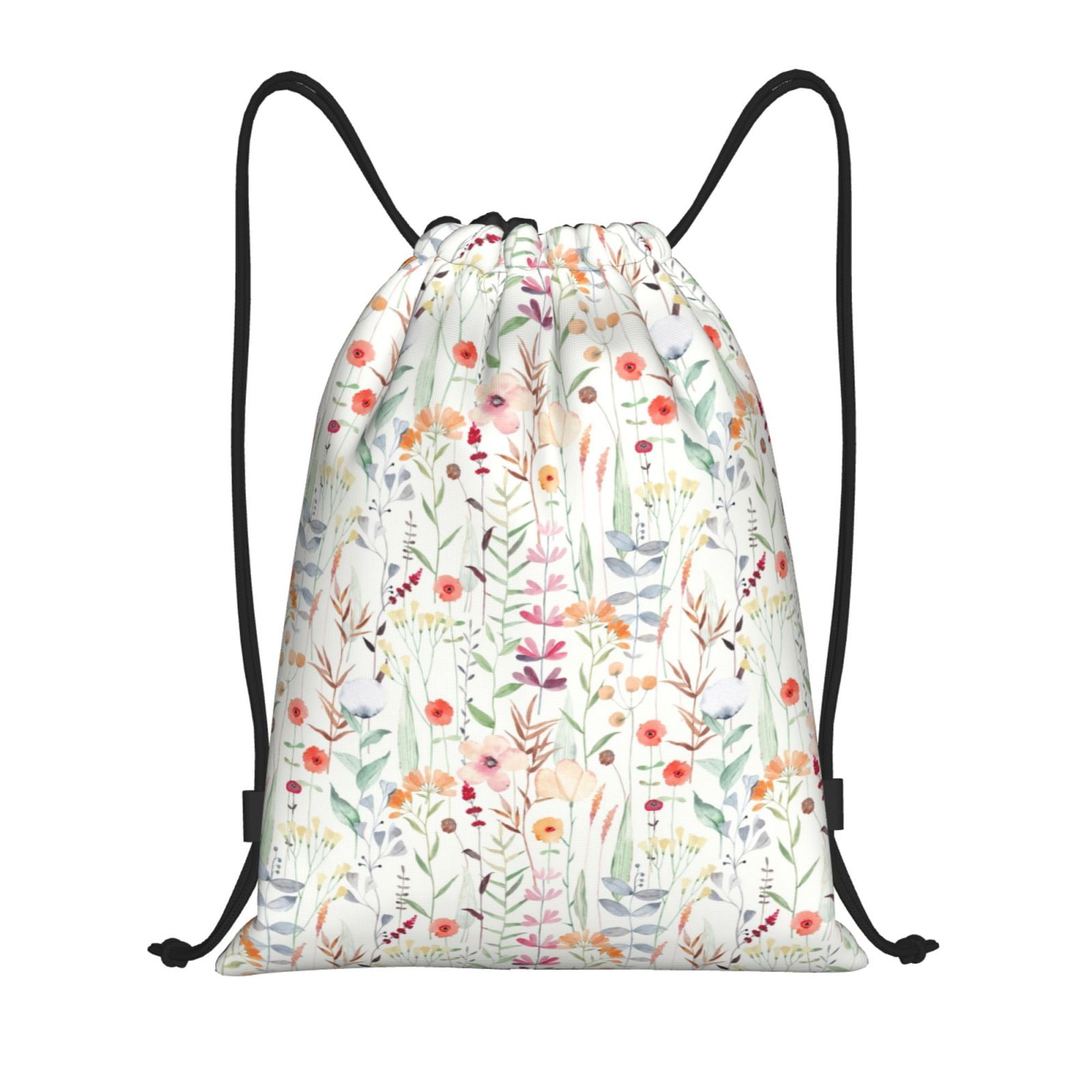 Disketp Wildflower Watercolor 4 Drawstring Backpack Drawstring Gym Bags ...