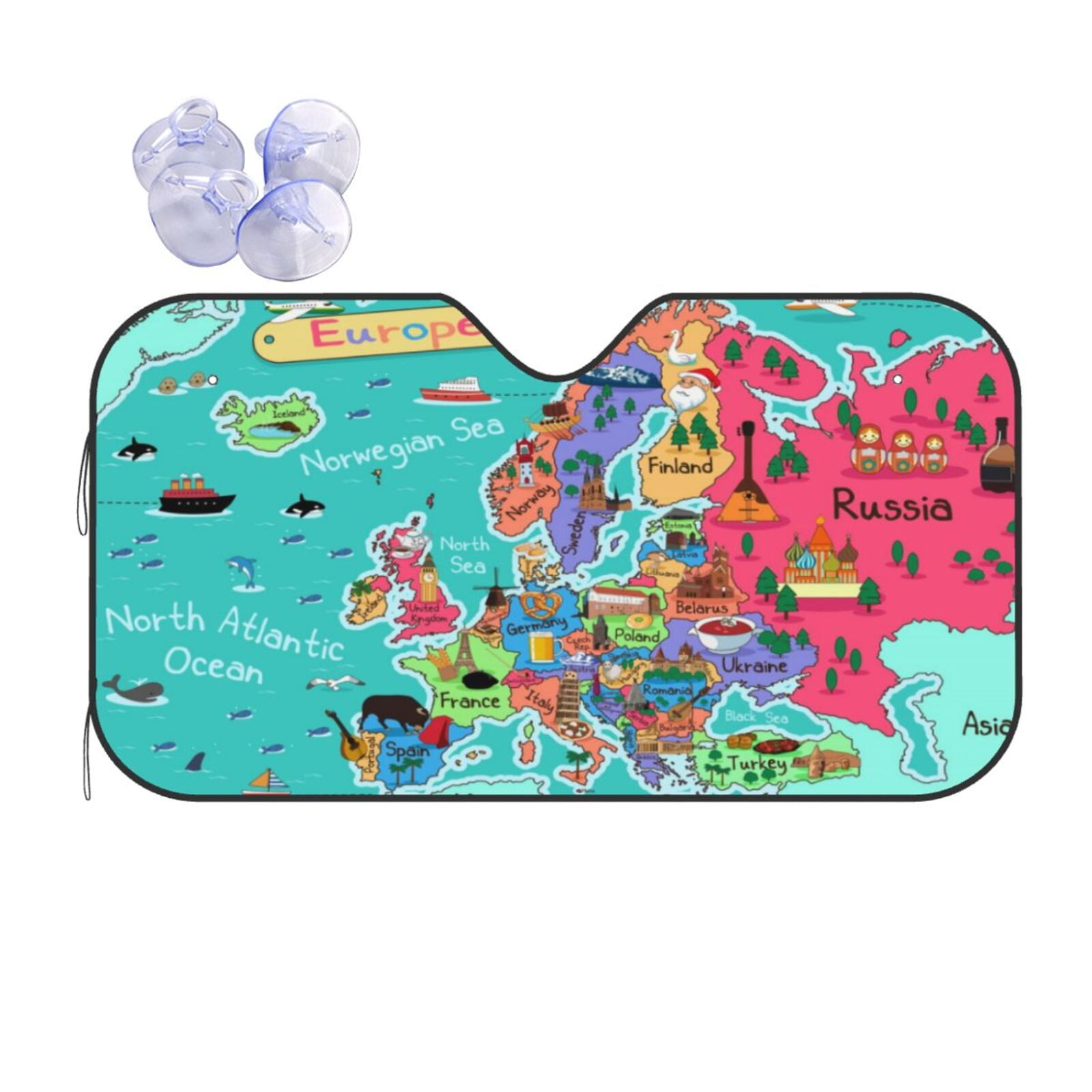 Disketp Windshield Sun Shade, Car Sun Shade For Front Window Cartoon ...