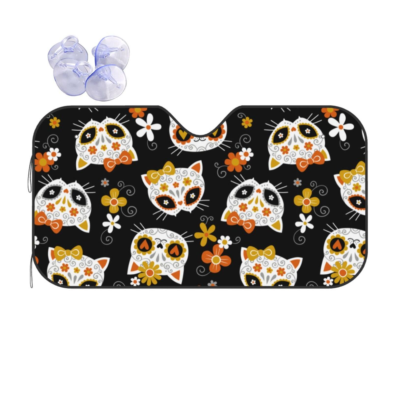 Disketp Windshield Sun Shade, Car Sun Shade For Front Window Cat Skulls ...