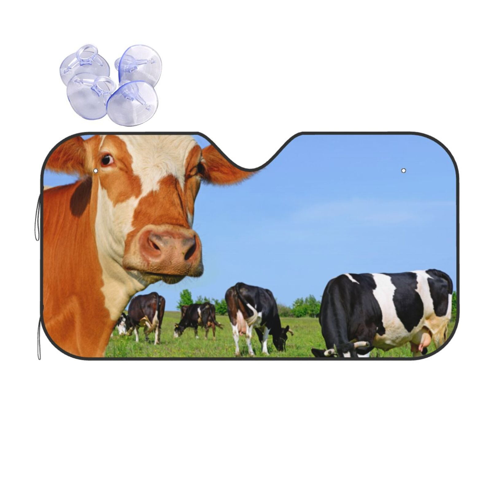 Disketp Windshield Sun Shade, Car Sun Shade For Front Window Cow On ...