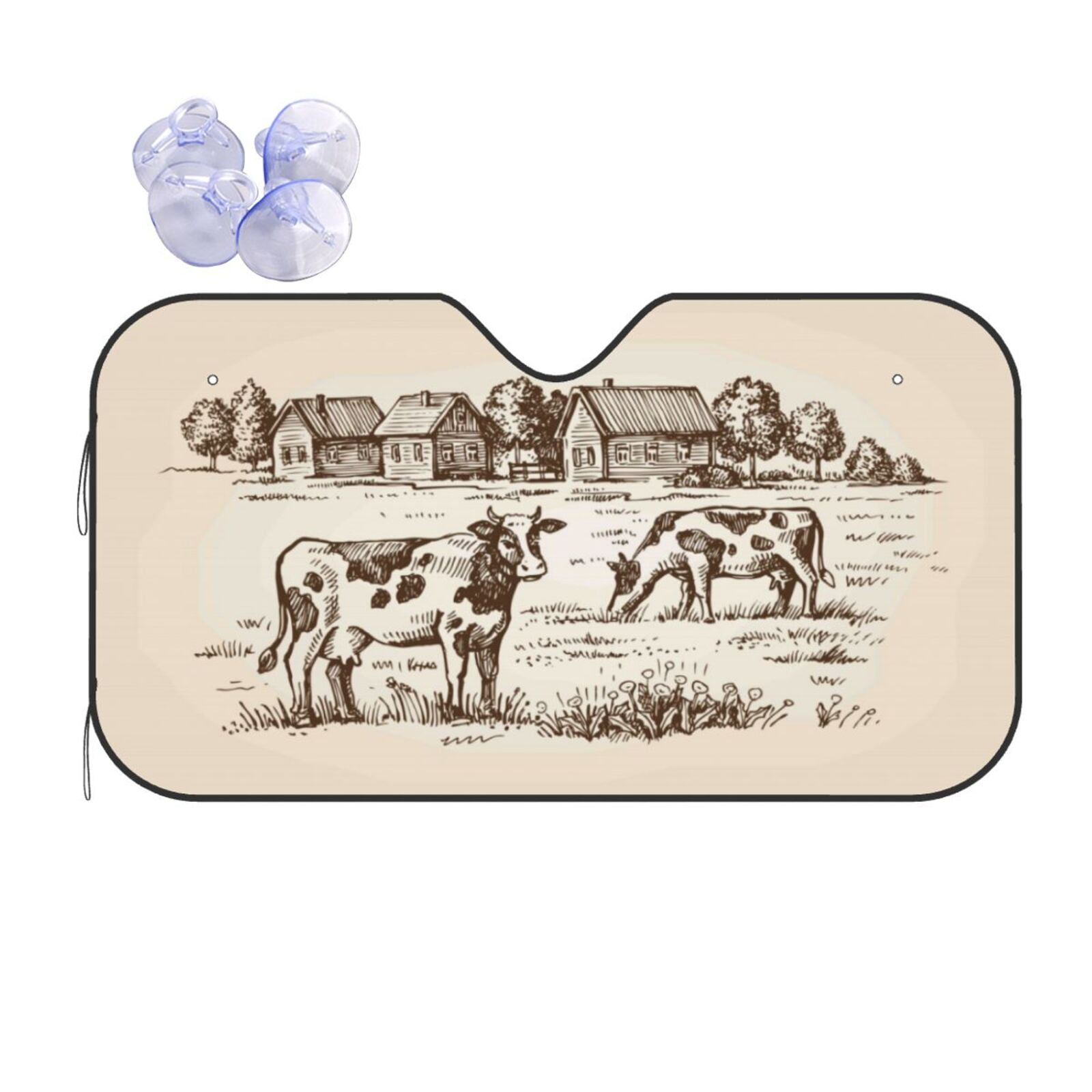 Disketp Windshield Sun Shade, Car Sun Shade For Front Window Cows On ...