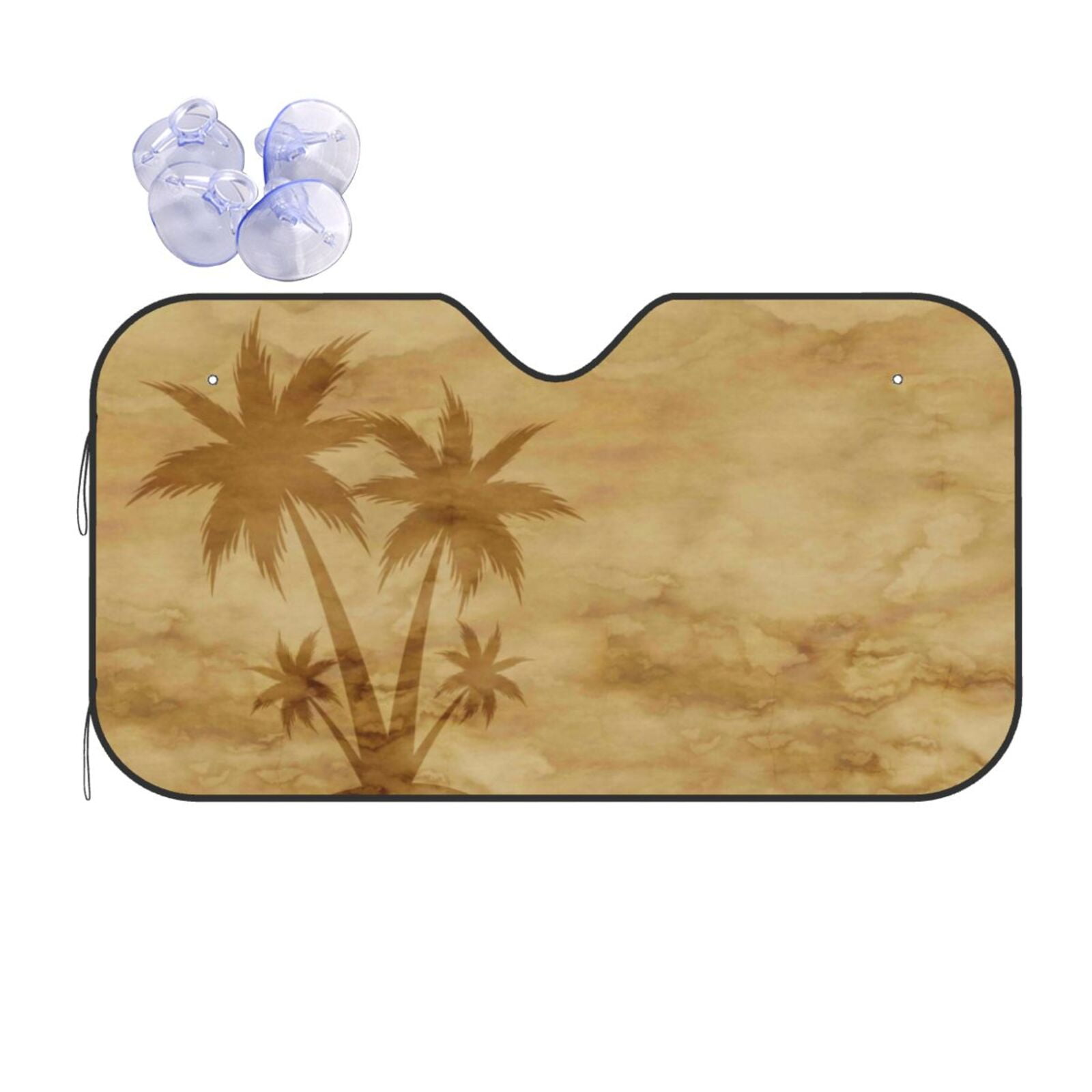 Disketp Windshield Sun Shade, Car Sun Shade For Front Window Retro Palm ...