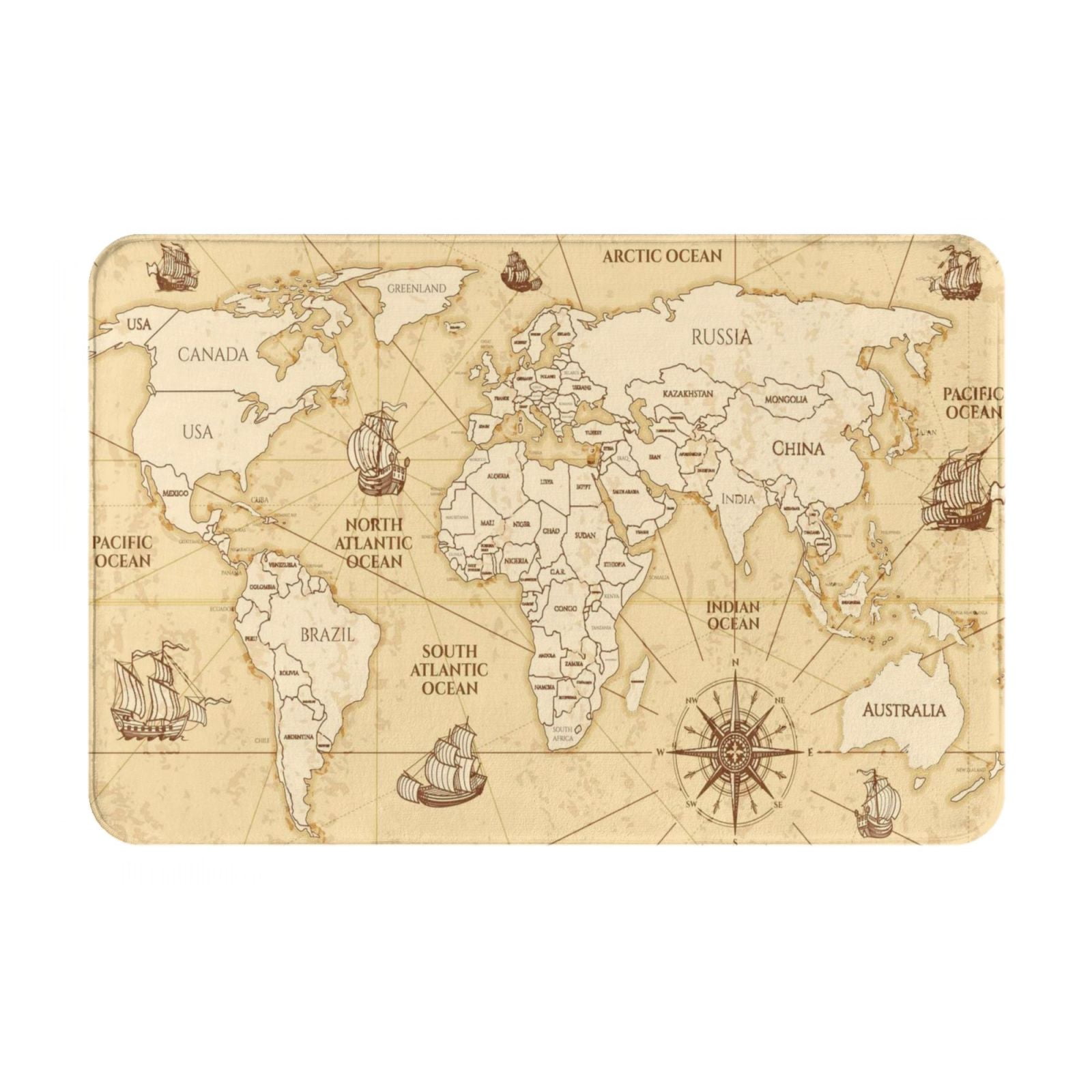 Disketp World Map Mat For Front Door Outside - Doormat Outdoor Entrance ...