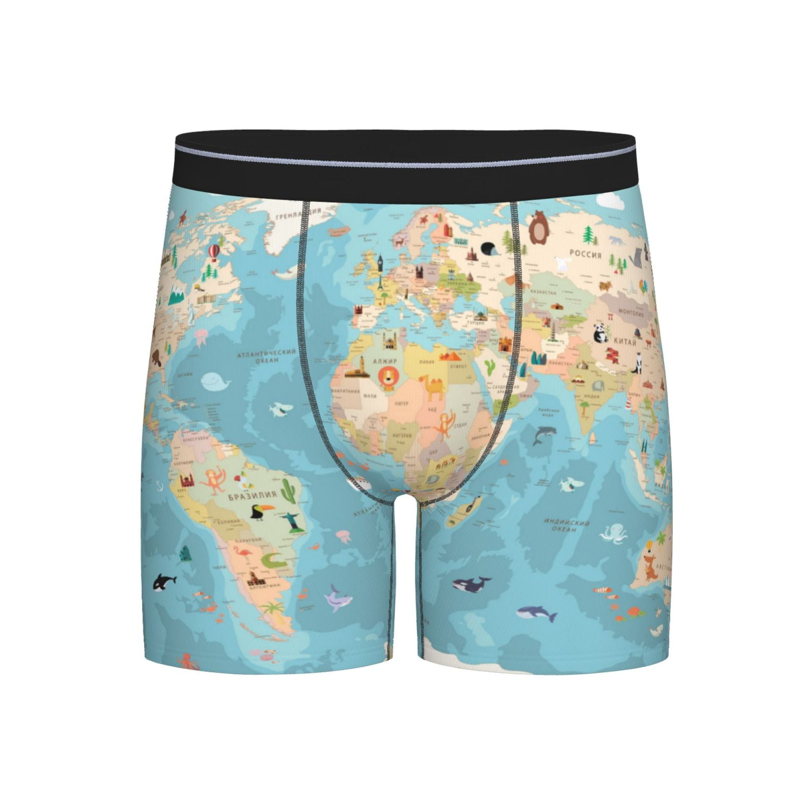 Disketp World Map With Animals 1 Men's Boxer Briefs Men’s Underwear ...