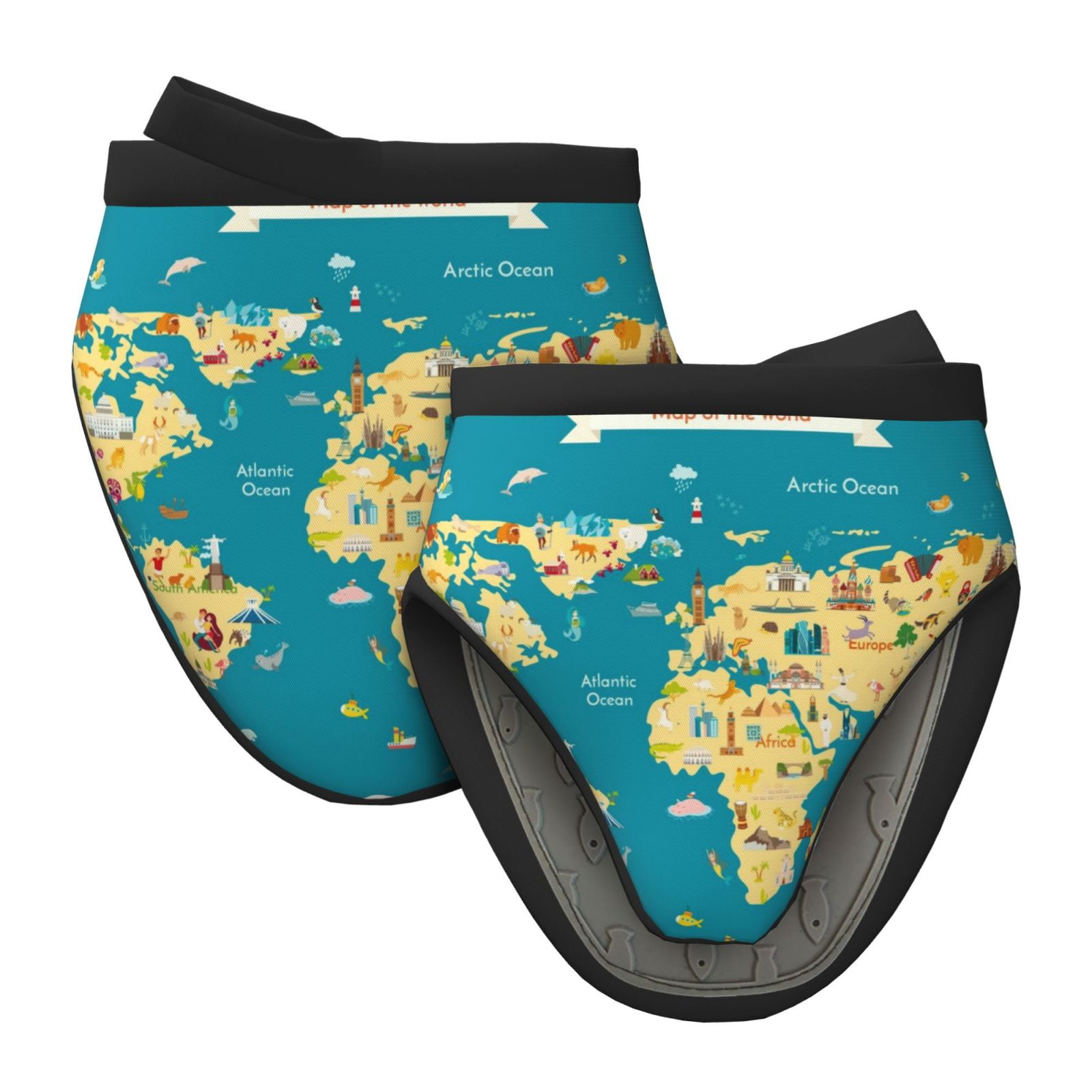 Disketp World Map With Landmarks Non-Slip Mini Oven Mitt Set, Short ...