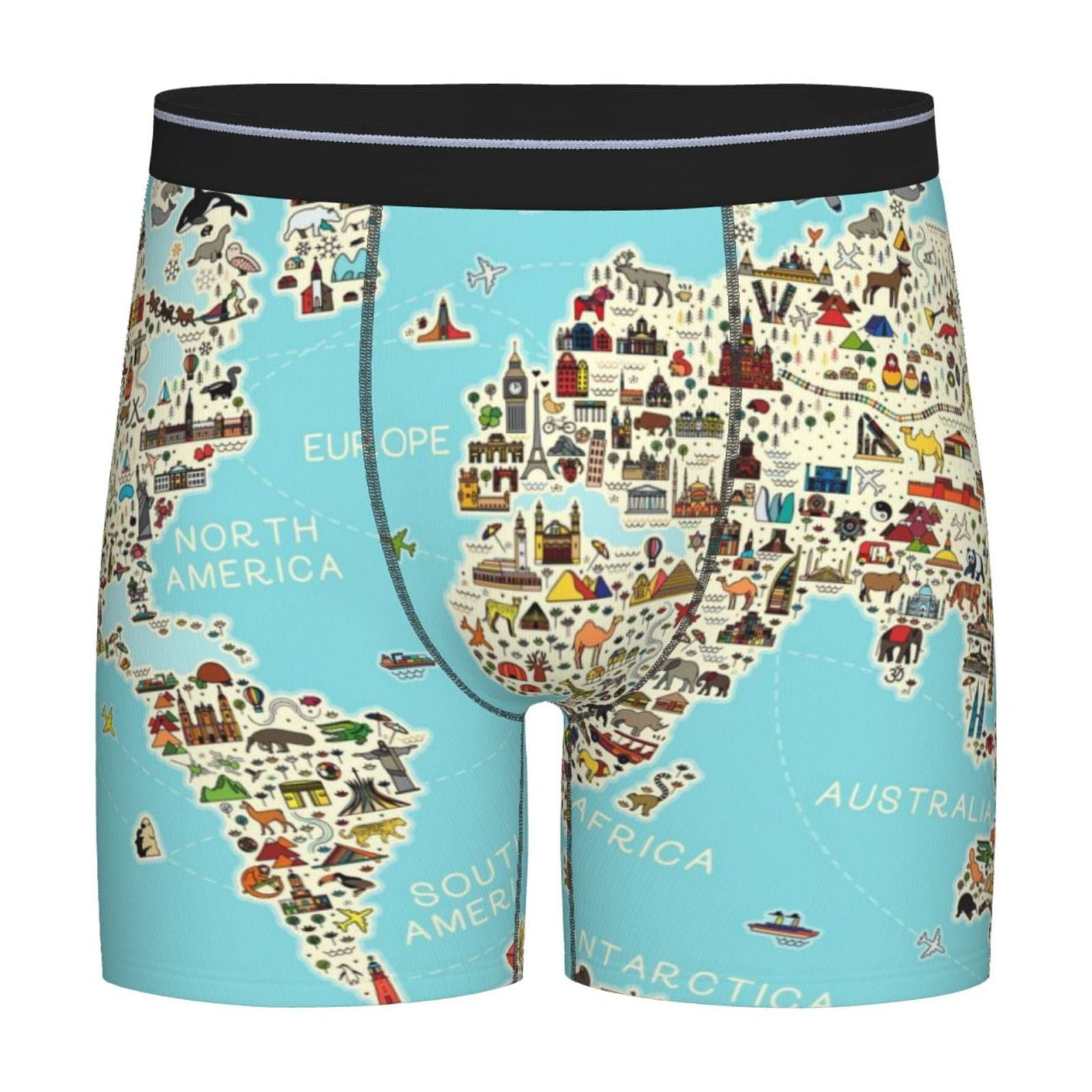 Disketp World Travel Line Icons Map Men's Boxer Briefs Men’s Underwear ...
