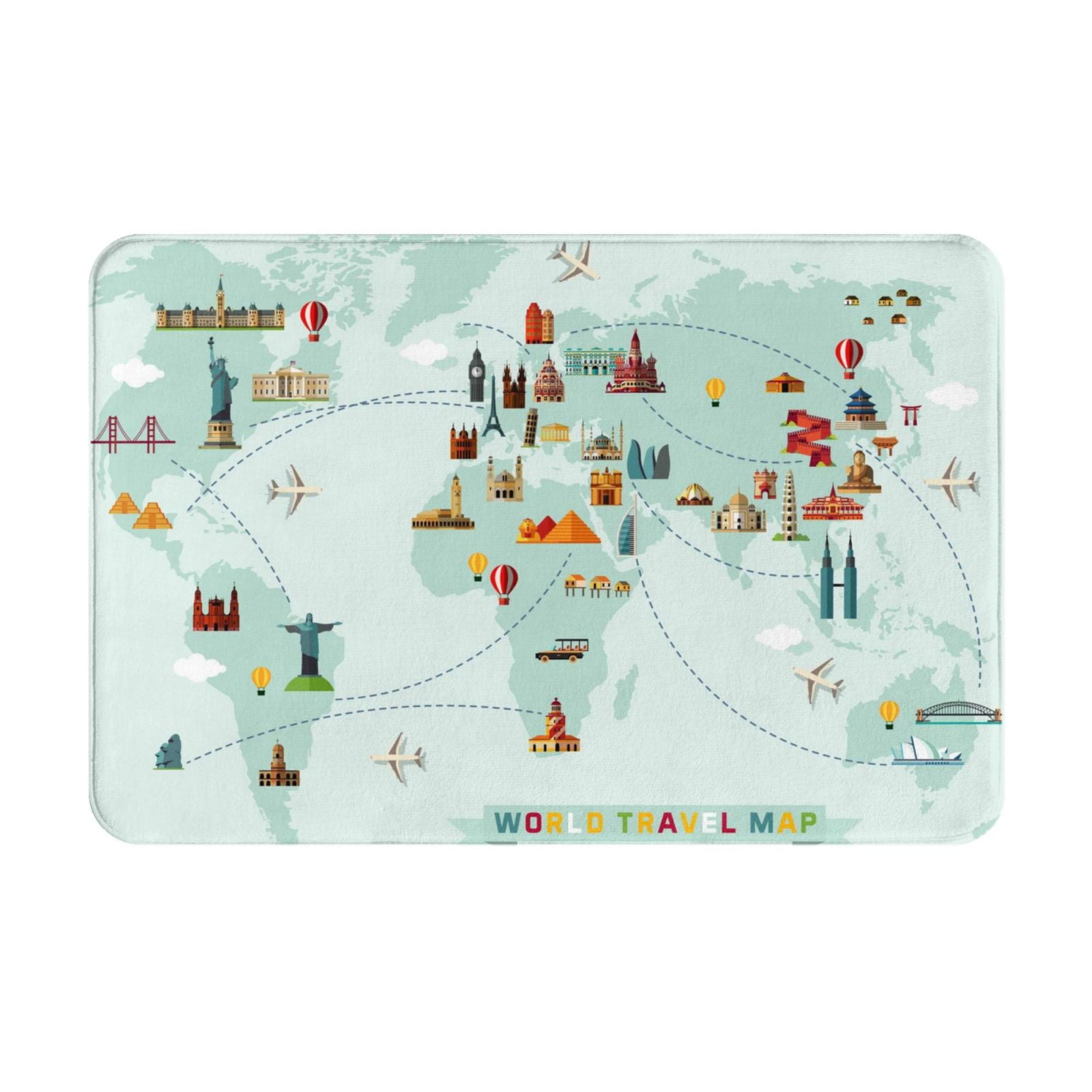 Disketp World Travel Map Mat For Front Door Outside - Doormat Outdoor ...