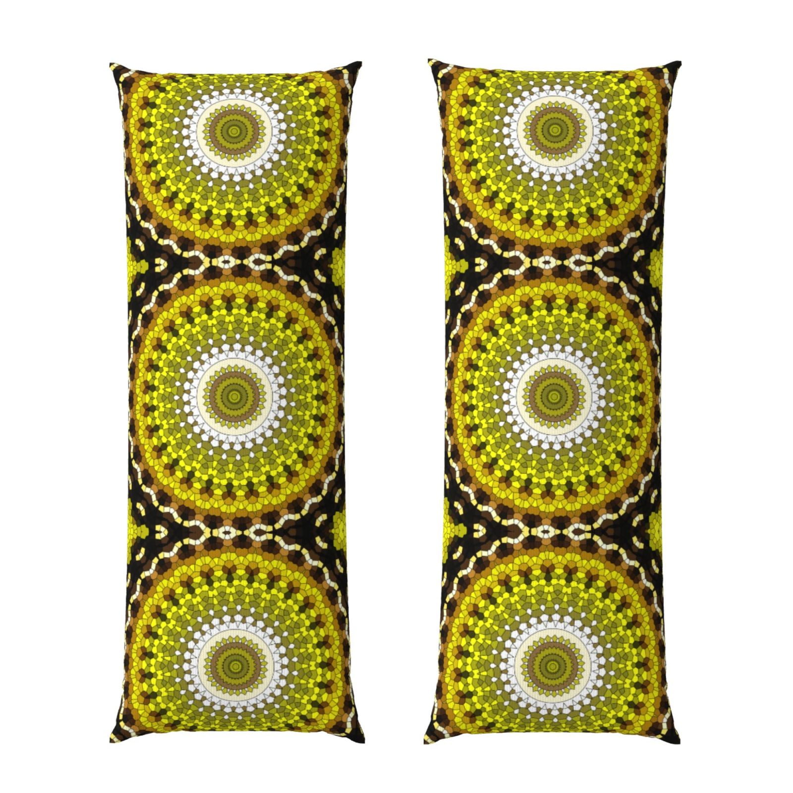 Disketp Yellow Mandala Print Body Pillow Cover - Super Soft 20x54 Body ...