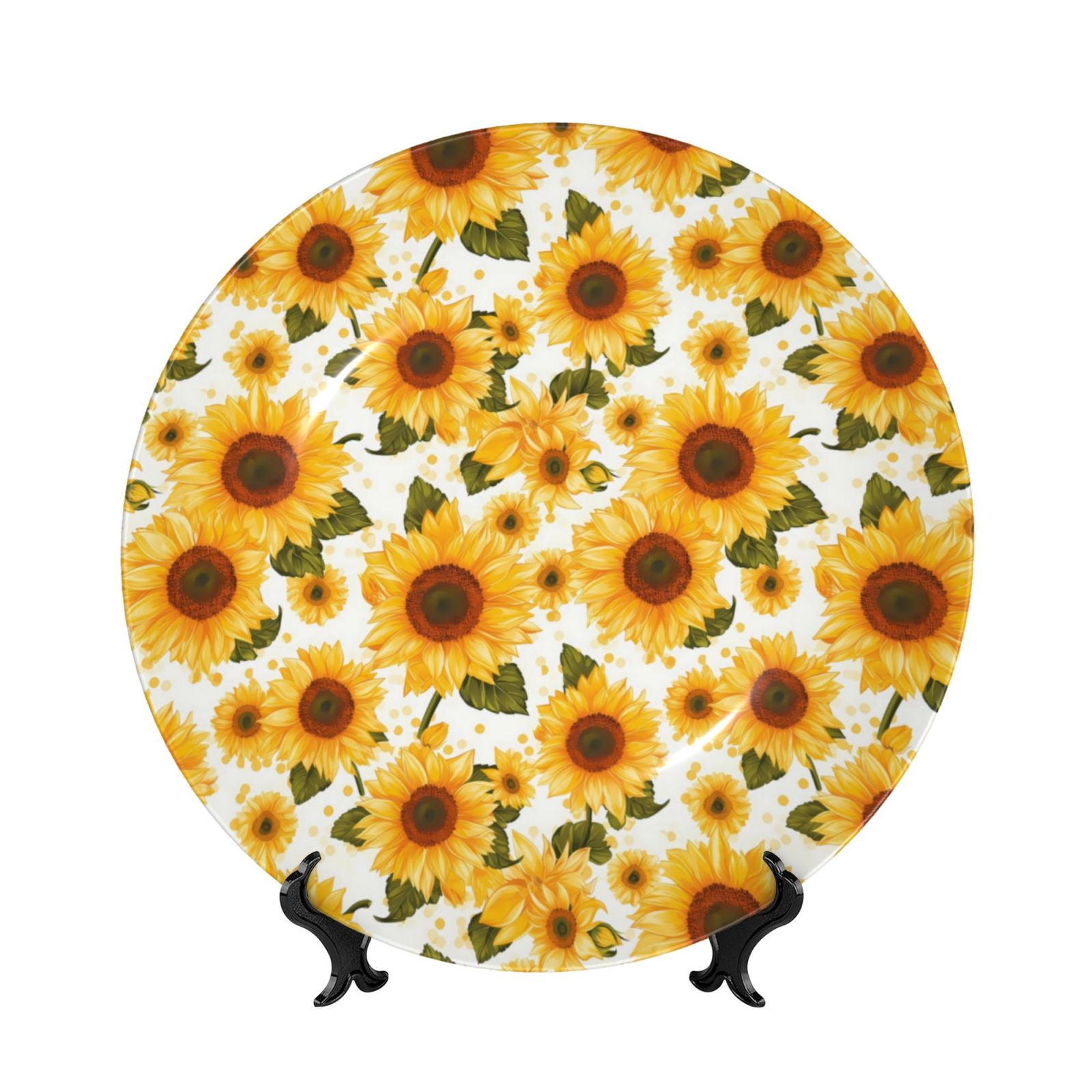 Disketp Yellow Polka Dot Sunflower Ceramic Plate Dinner Plates Bone ...