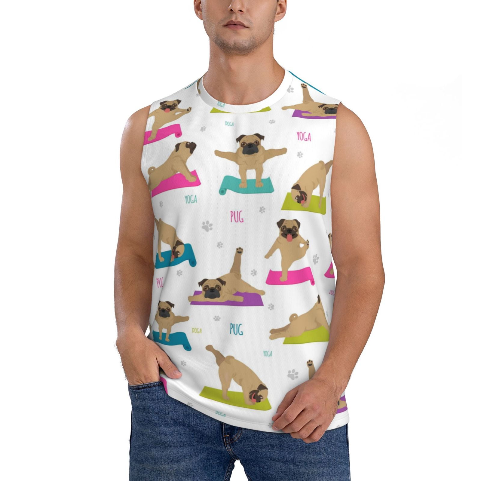 Disketp Yoga Dogs Poses Sleeveless Tshirts For Men, Muscle Shirts For ...