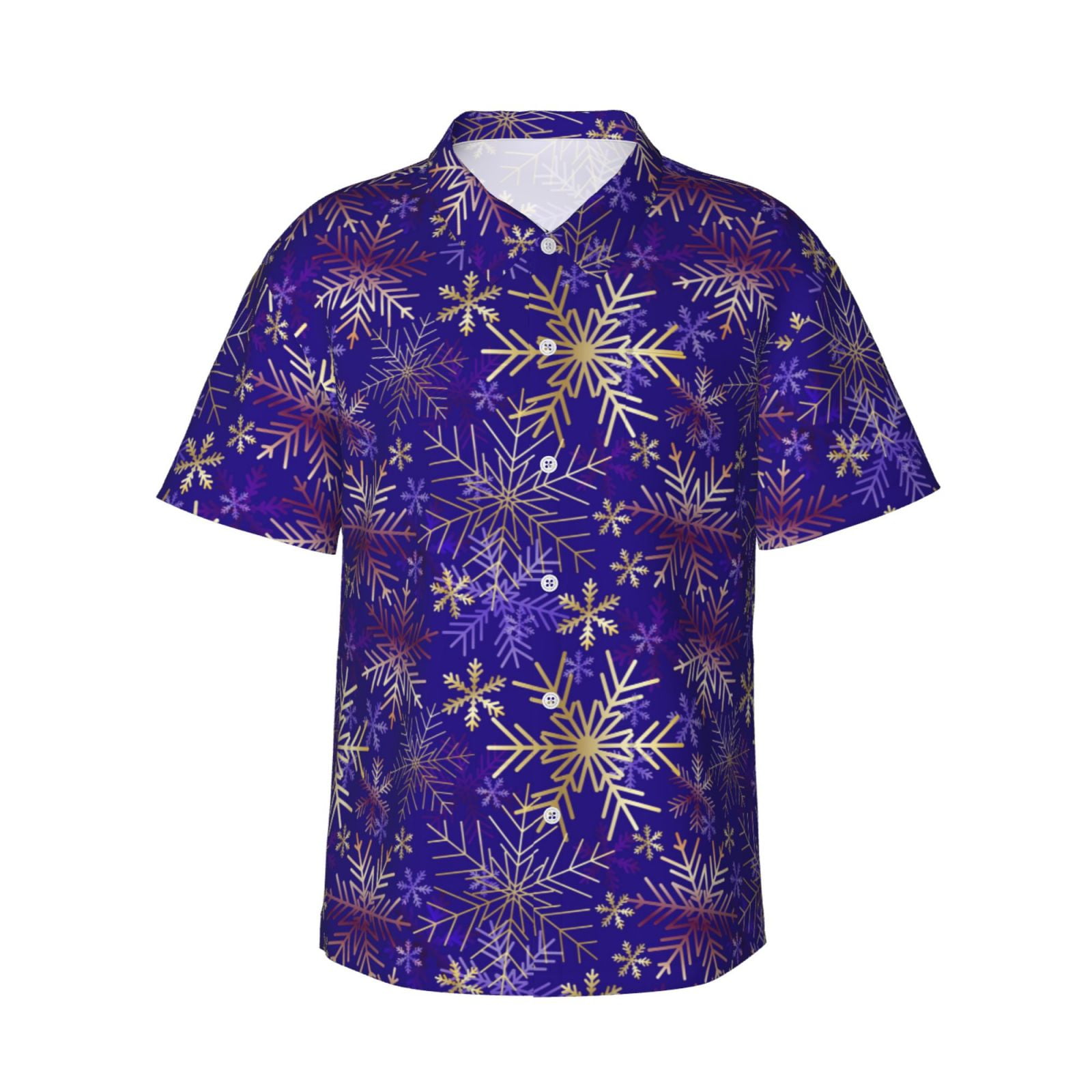 Disketp blue purple Snowflake Hawaiian Shirts for Men,Mens Casual Short ...