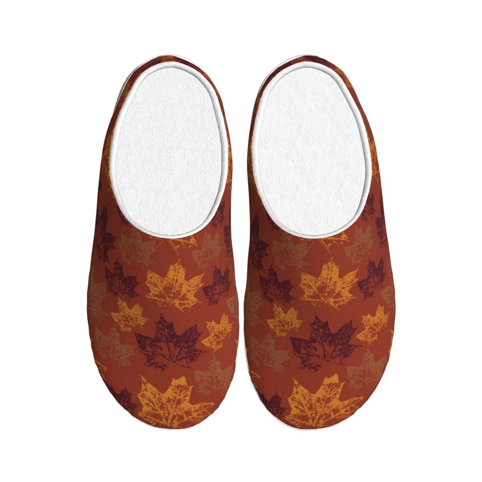 Disketp fall Maple Women's Men's Slippers Plush Slip-On House Slipper ...