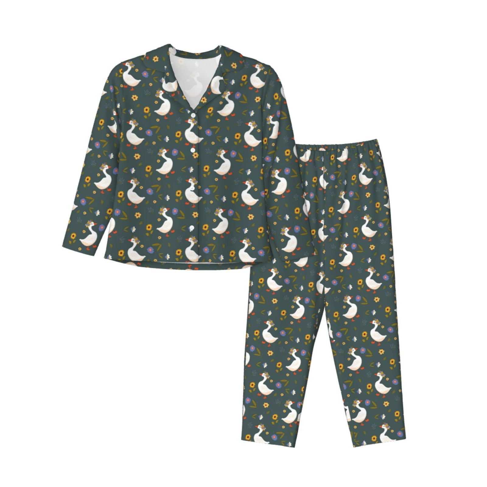 Disketp goose of sunflower Pajamas Set Long Sleeve Sleepwear Womens ...