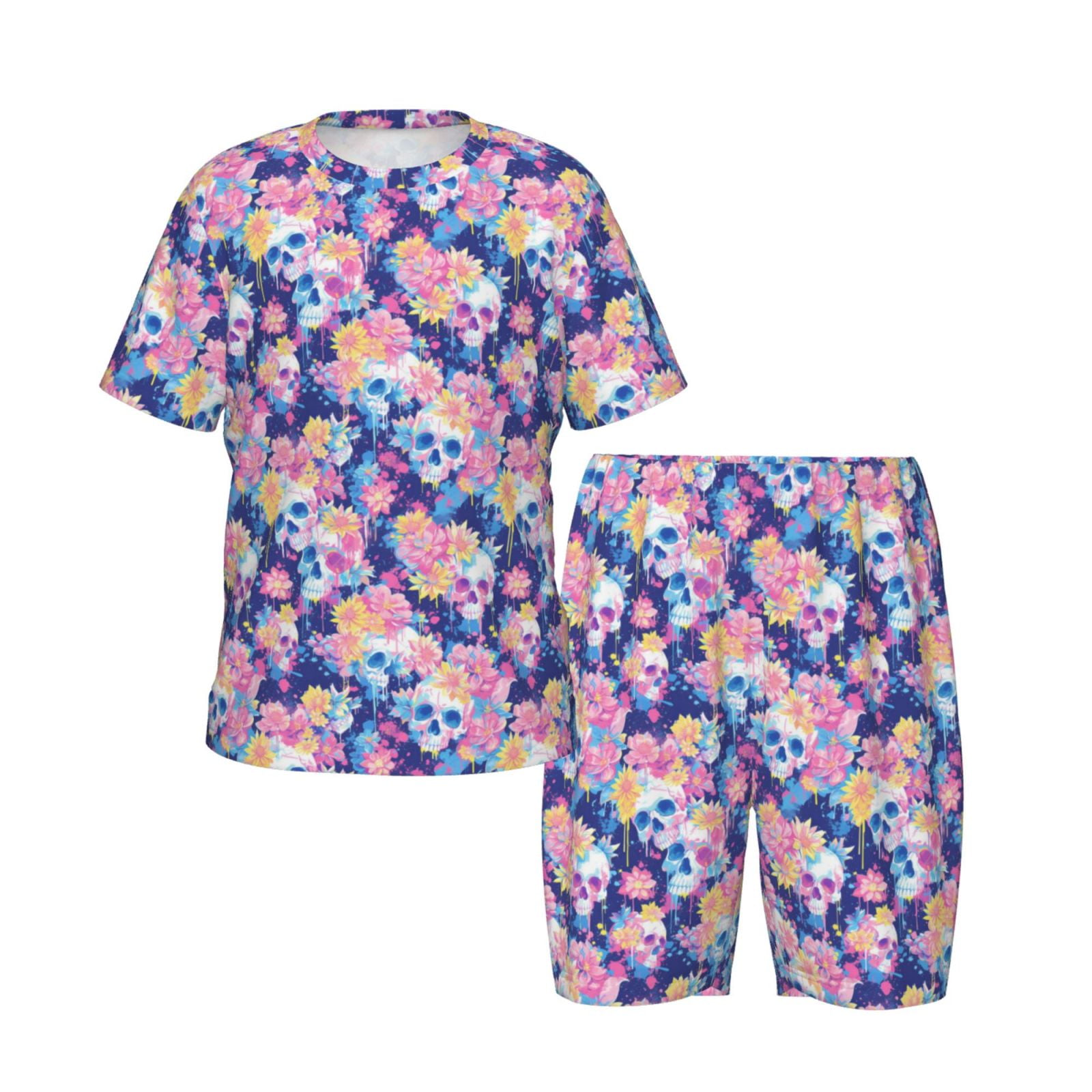 Disketp graffiti style Skull flower for Kids Short Sleeve Pajamas Kids ...
