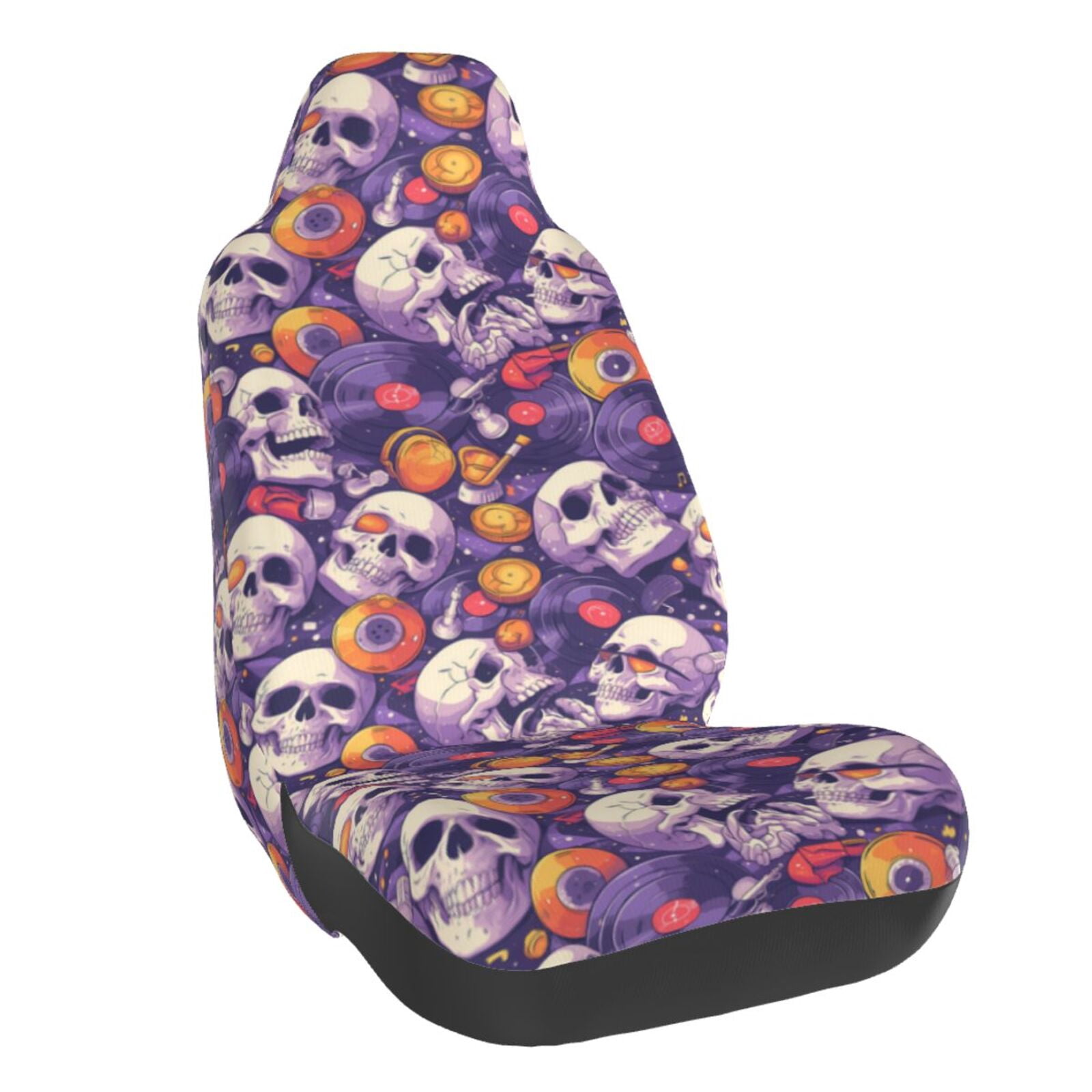 Disketp music Skull record Car Seat Covers Universal Front Seat Coves ...