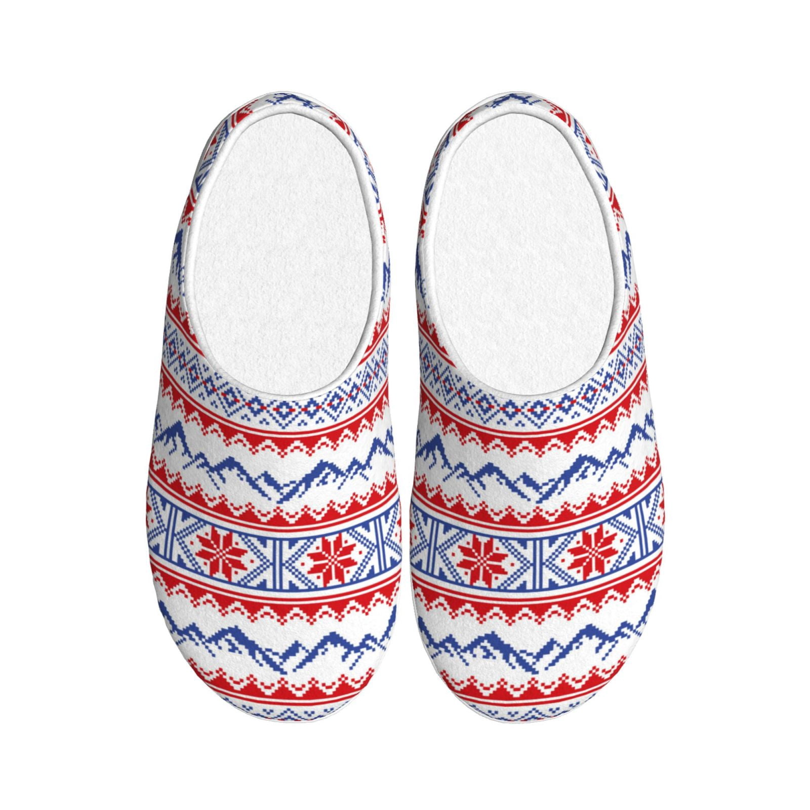 Disketp red blue Snow Mountain Women's Men's Slippers Plush Slip-On ...