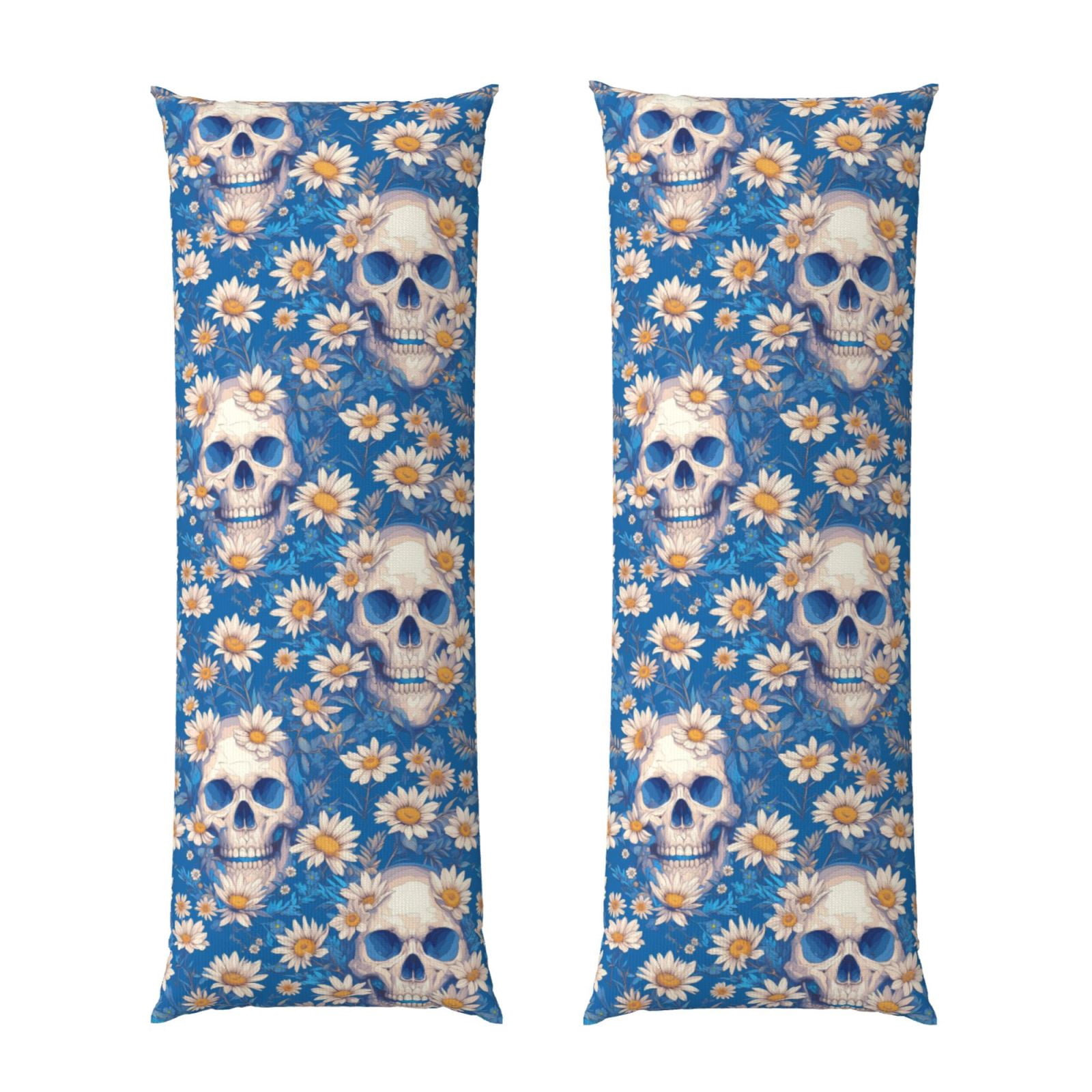 Disketp white Skull daisy in water Print Body Pillow Cover - Super Soft ...