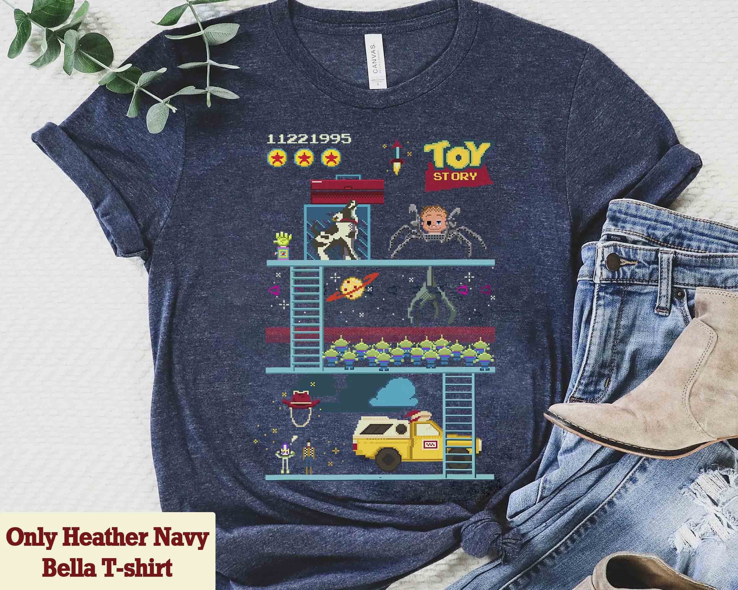 Disn.E.Y Pixar Toy Story 8-Bit Video Game Scene T-Shirt, Buzz Lightyear ...