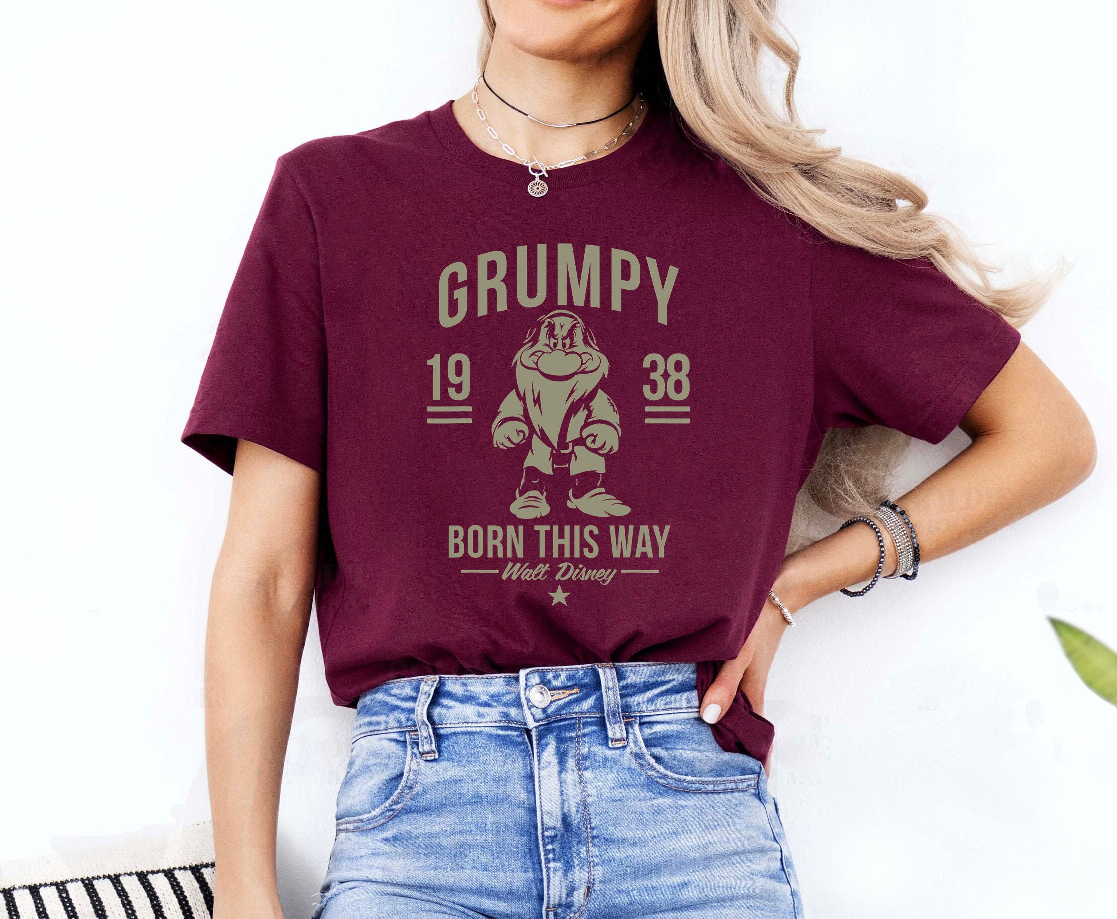 Disn.E.Y Snow White Grumpy Born This Way 1938 T-Shirt, Disn.E.Y Grumpy ...