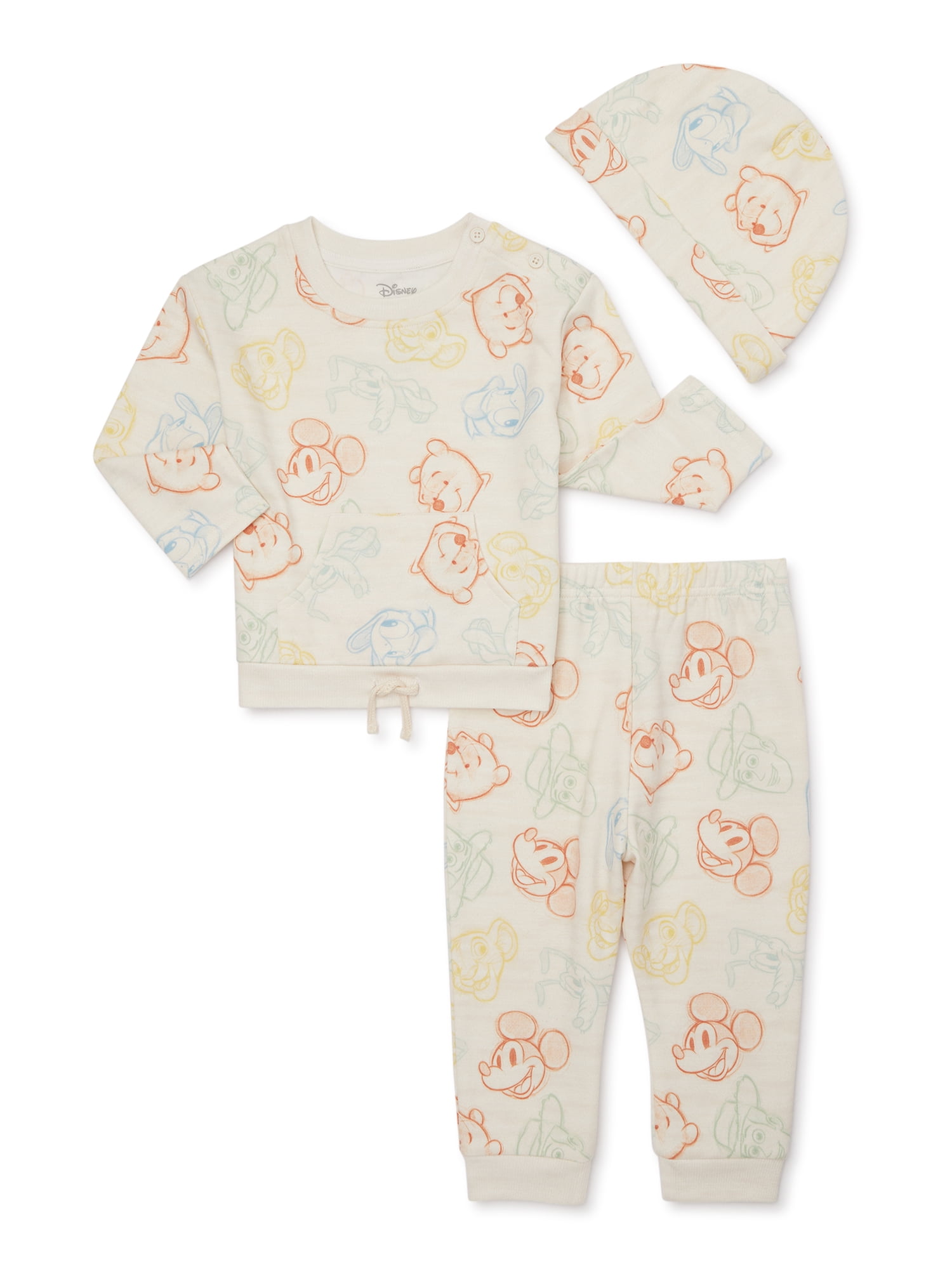 Disney 100 Baby Boy Top, Joggers and Hat, 3-Piece Set, Sizes 0/3 Months ...