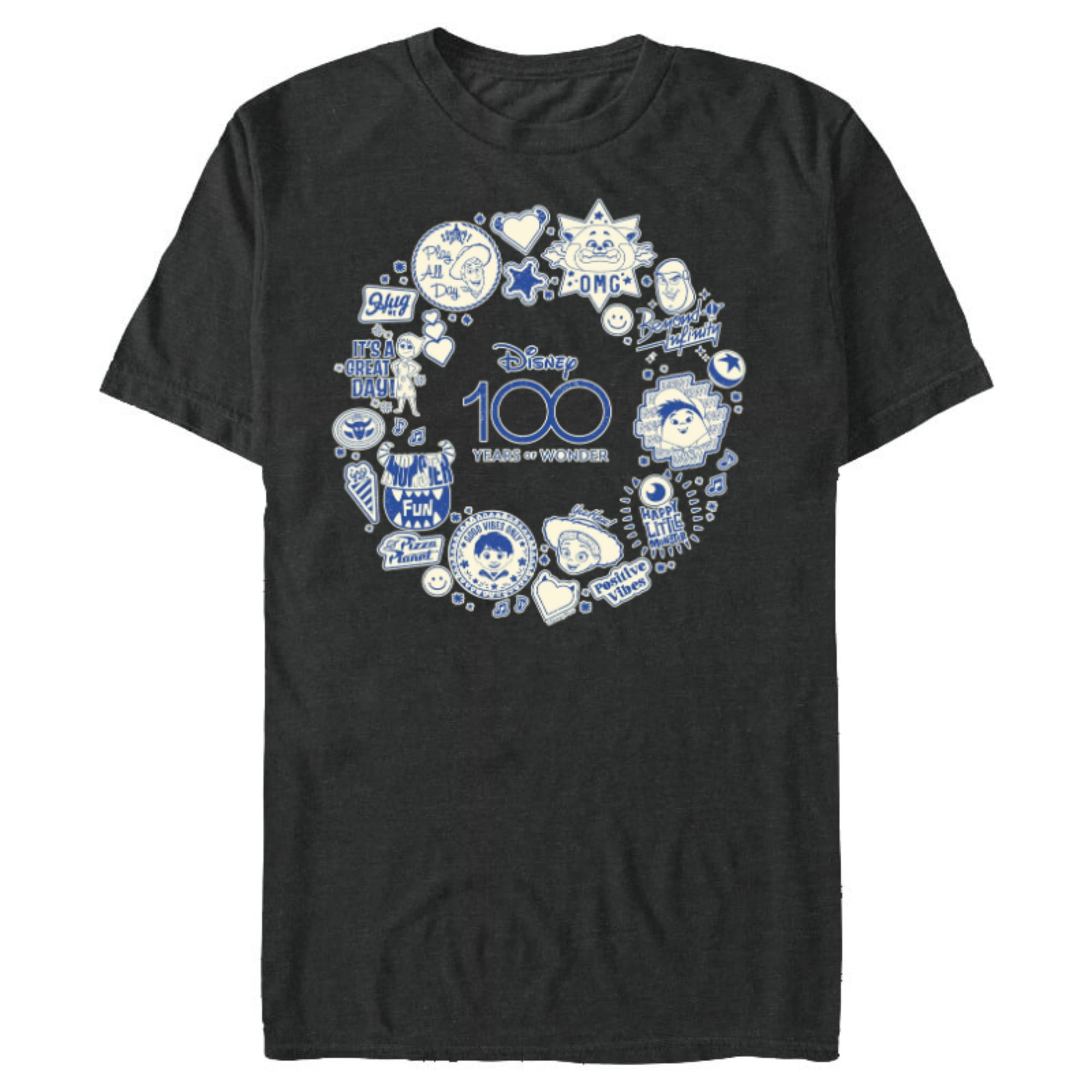 Disney 100 Pixar Happy Faces Blue Sticker Circle D100 - Short Sleeve ...