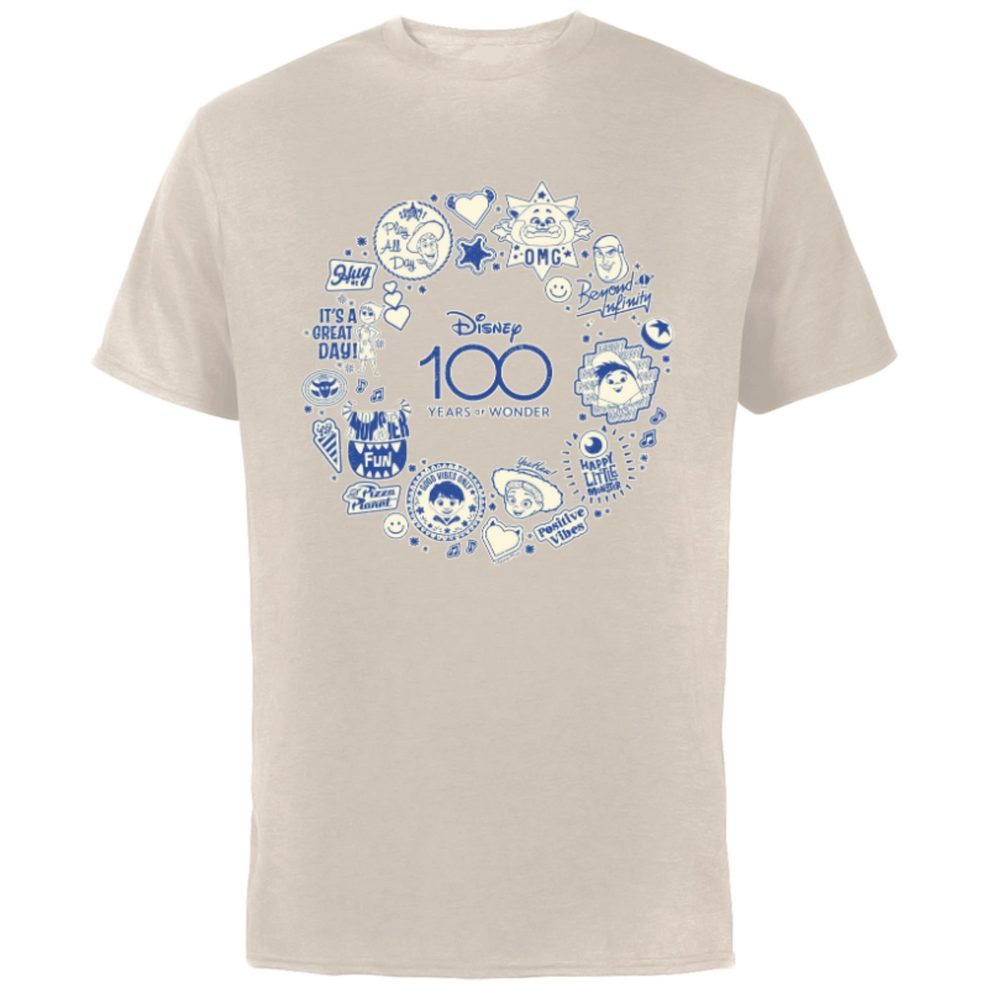Disney 100 Pixar Happy Faces Blue Sticker Circle D100 - Short Sleeve ...