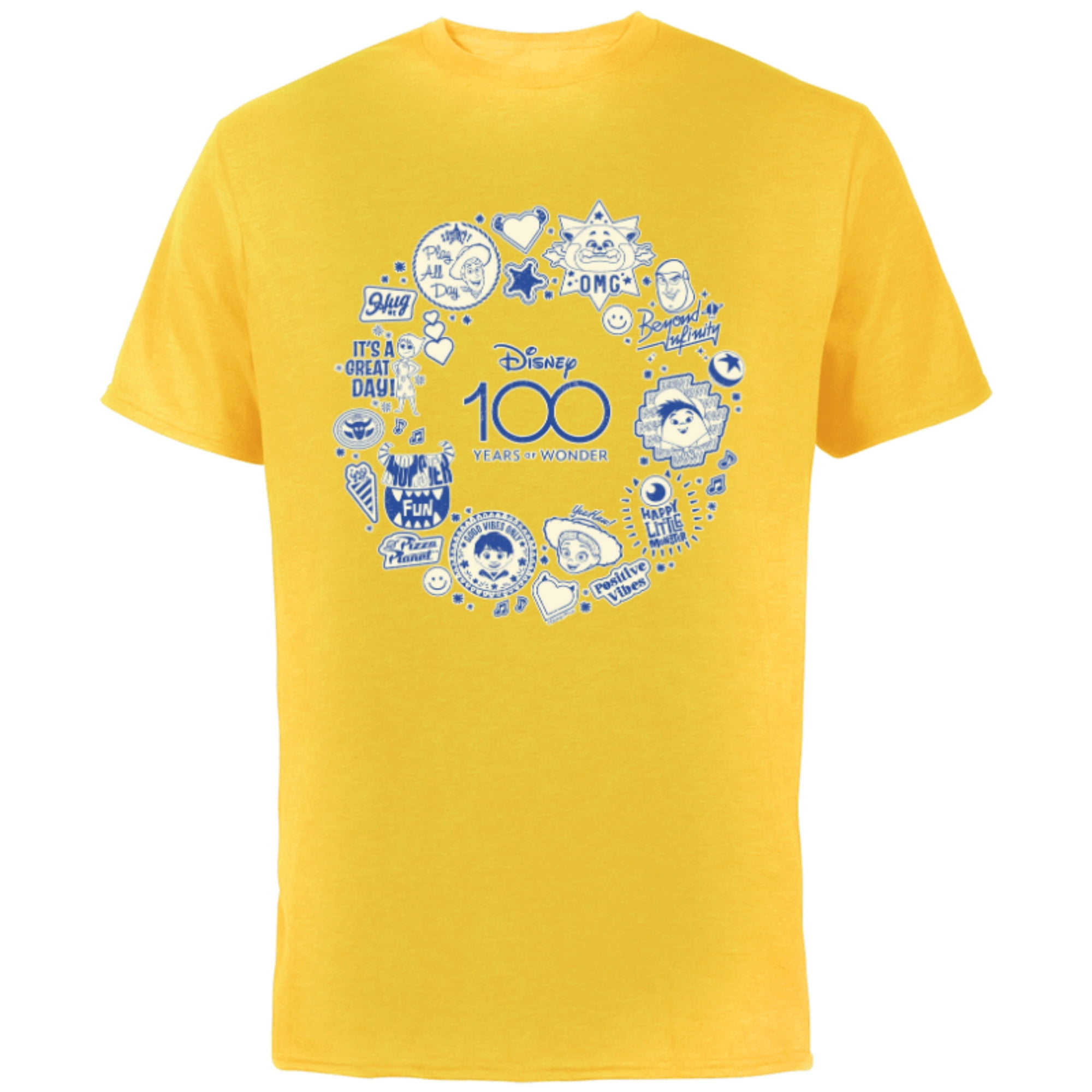 Disney 100 Pixar Happy Faces Blue Sticker Circle D100 - Short Sleeve ...