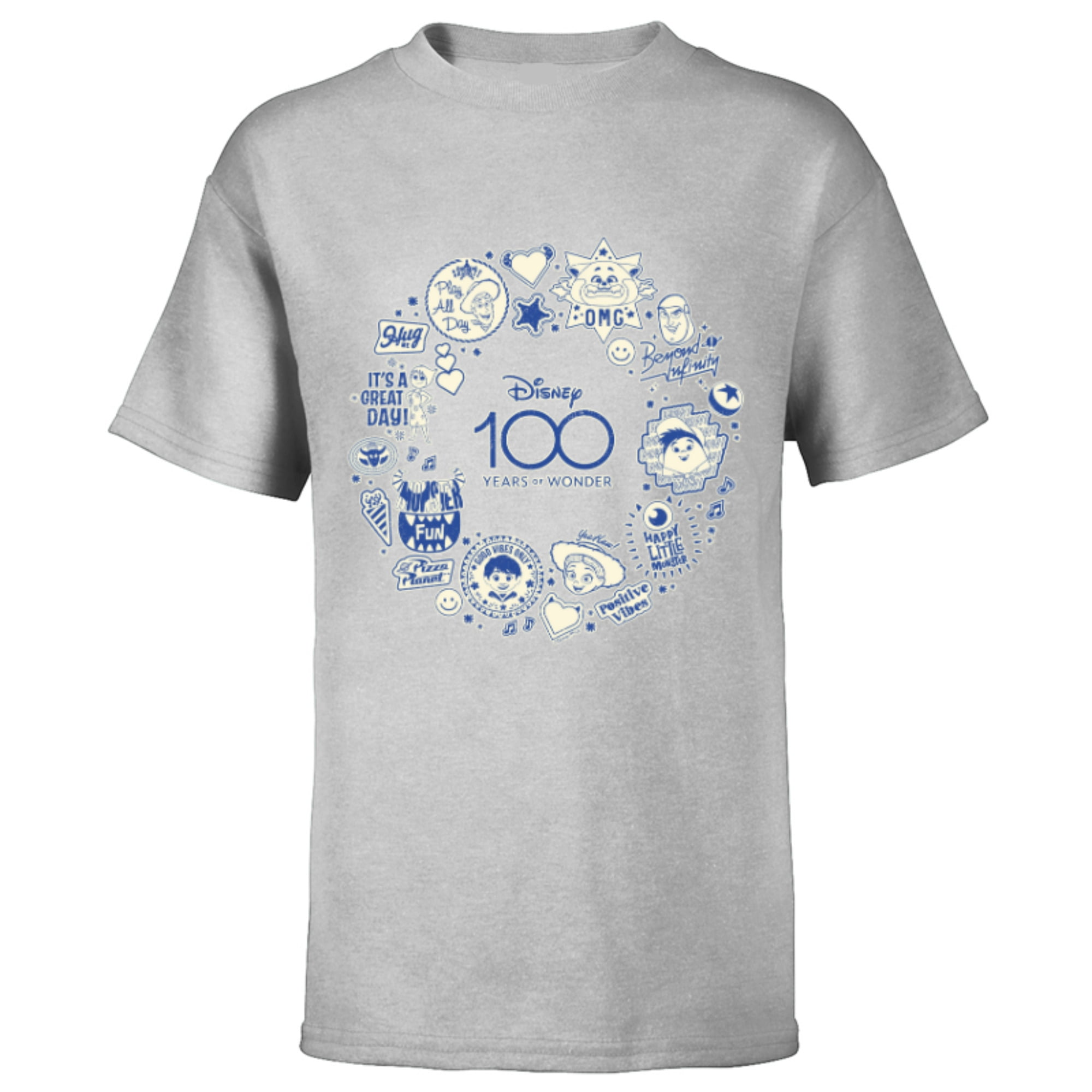 Disney 100 Pixar Happy Faces Blue Sticker Circle D100 - Short Sleeve T ...