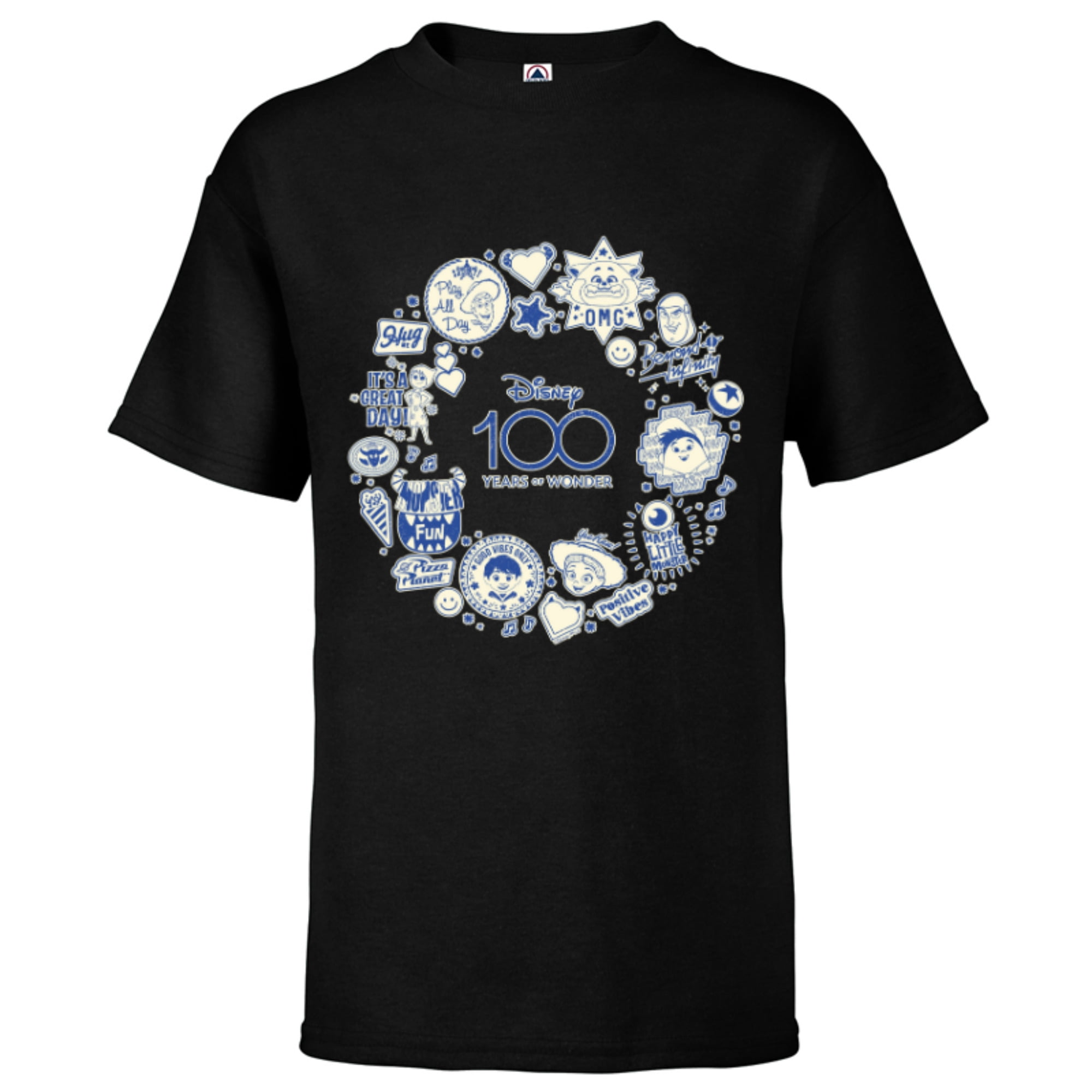Disney 100 Pixar Happy Faces Blue Sticker Circle D100 - Short Sleeve T ...