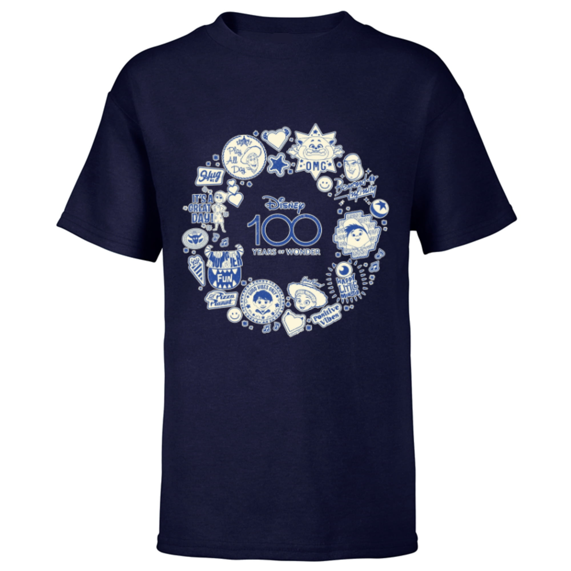 Disney 100 Pixar Happy Faces Blue Sticker Circle D100 - Short Sleeve T ...