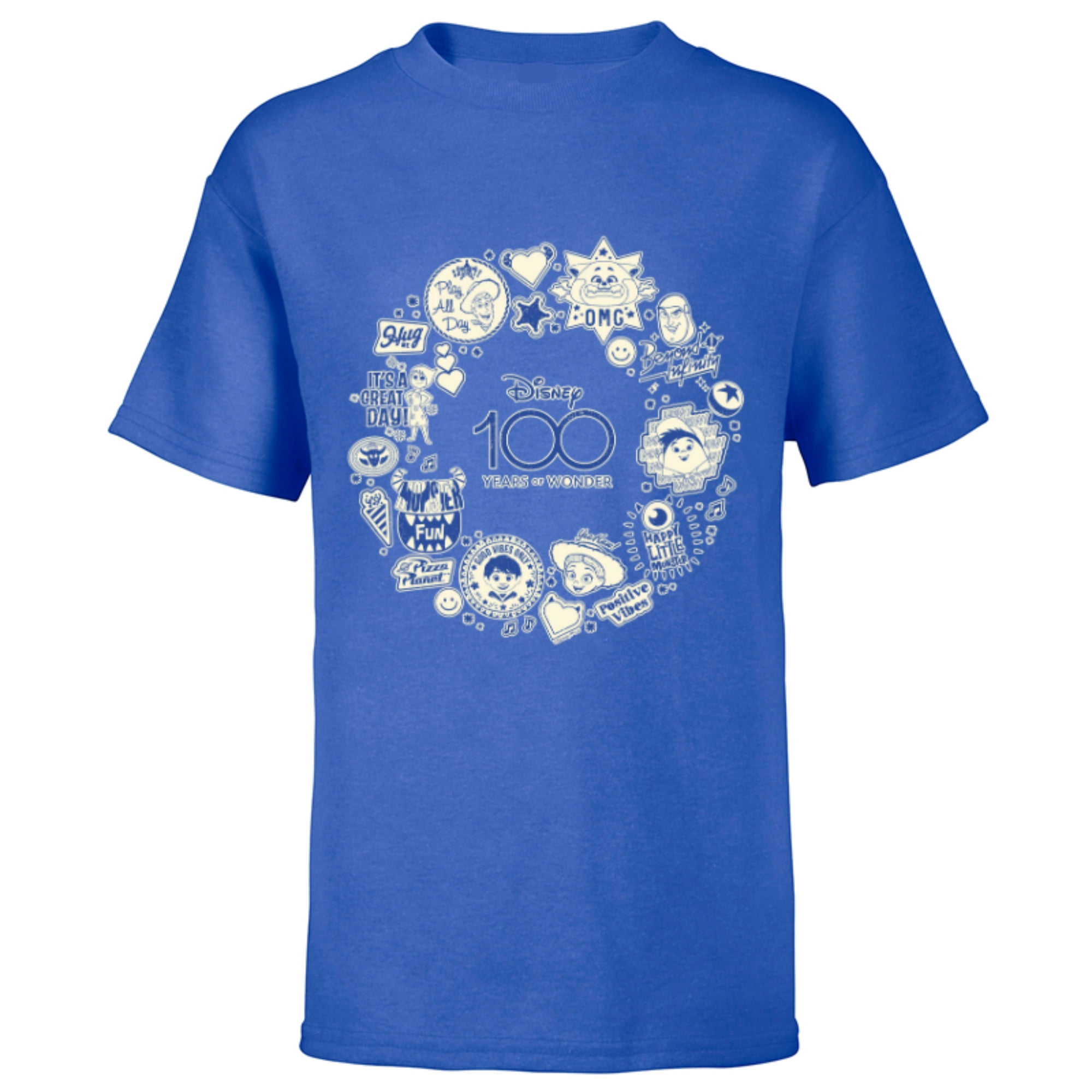Disney 100 Pixar Happy Faces Blue Sticker Circle D100 - Short Sleeve T ...