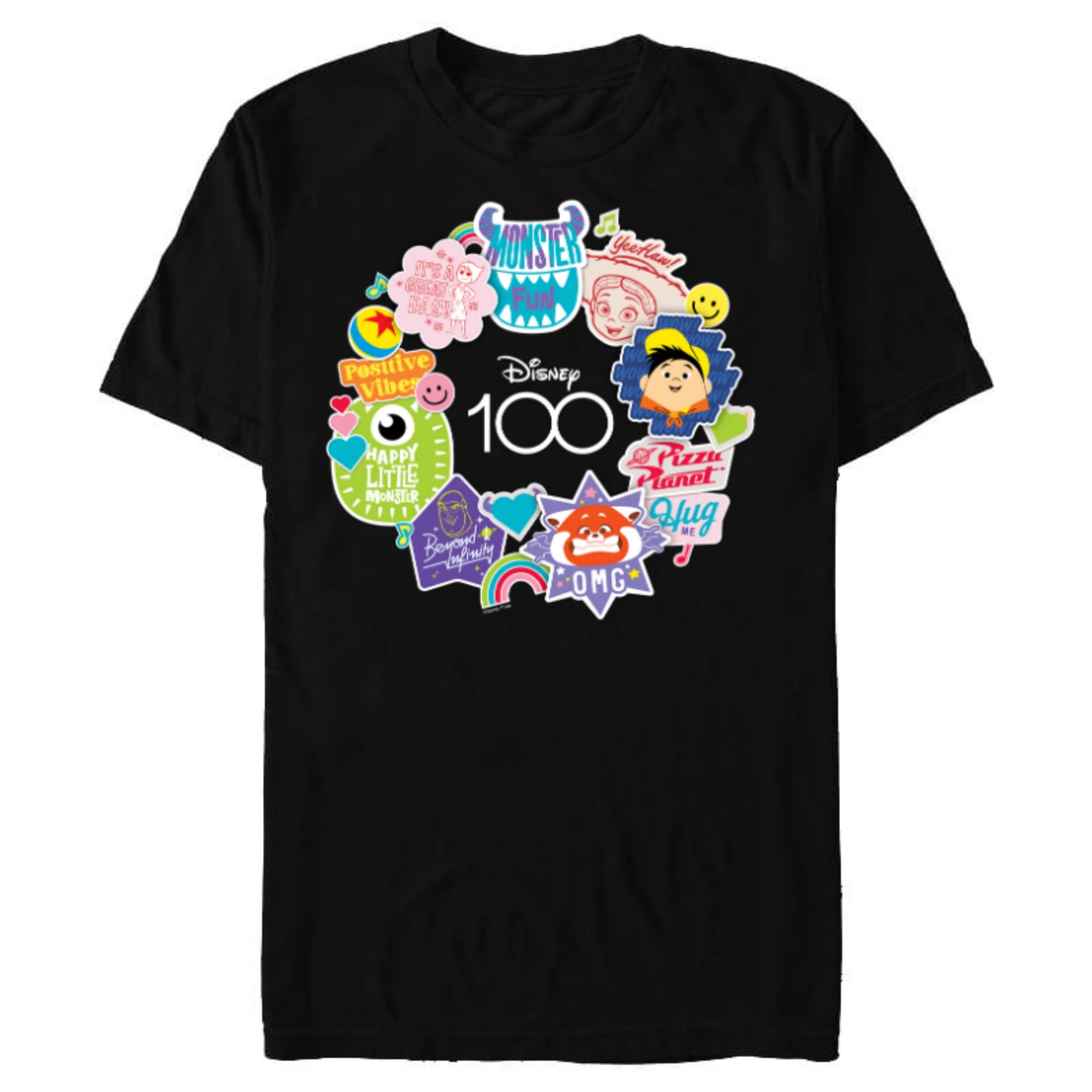 Disney 100 Pixar Happy Faces Sticker Circle D100 - Short Sleeve Blended ...