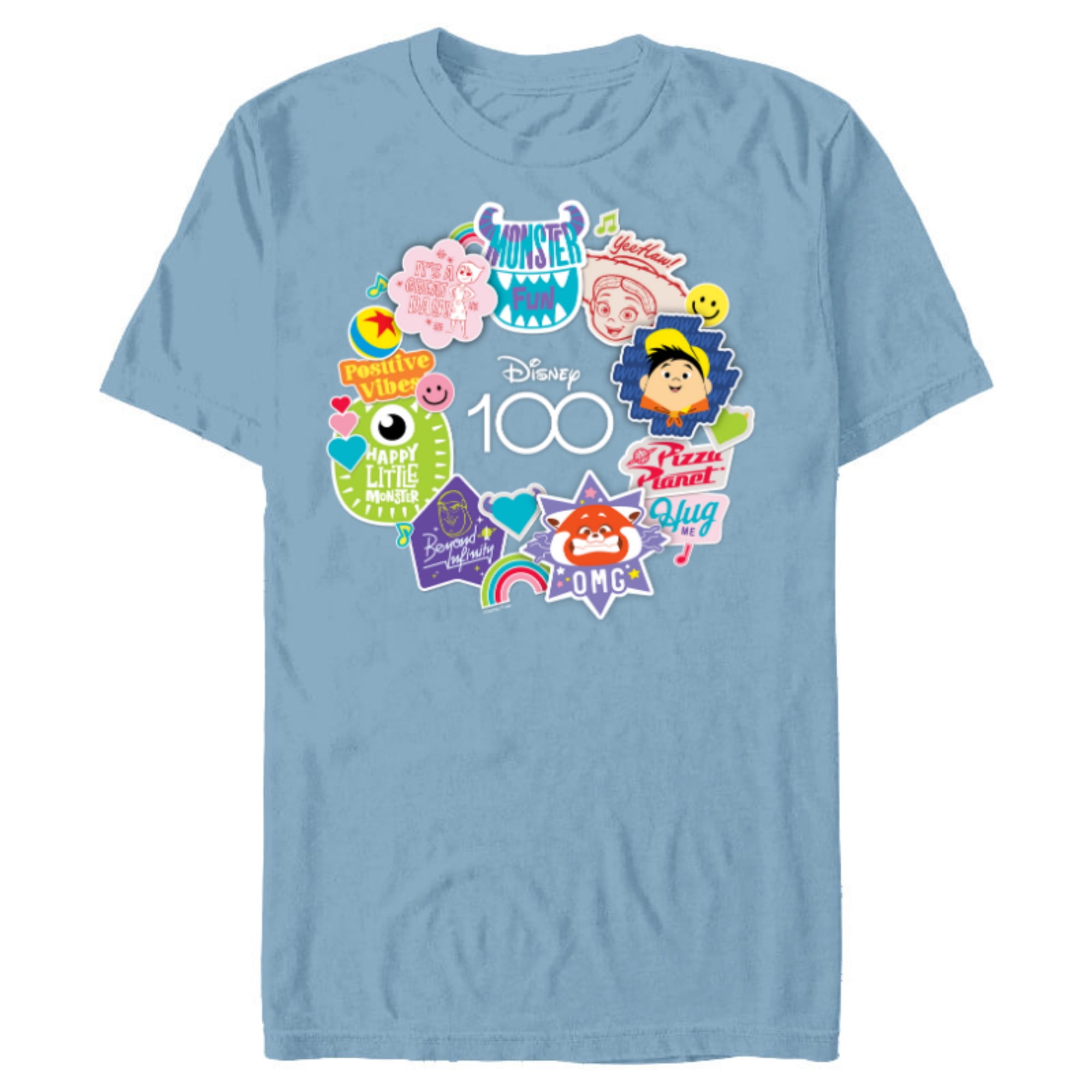 Disney 100 Pixar Happy Faces Sticker Circle D100 - Short Sleeve Blended ...