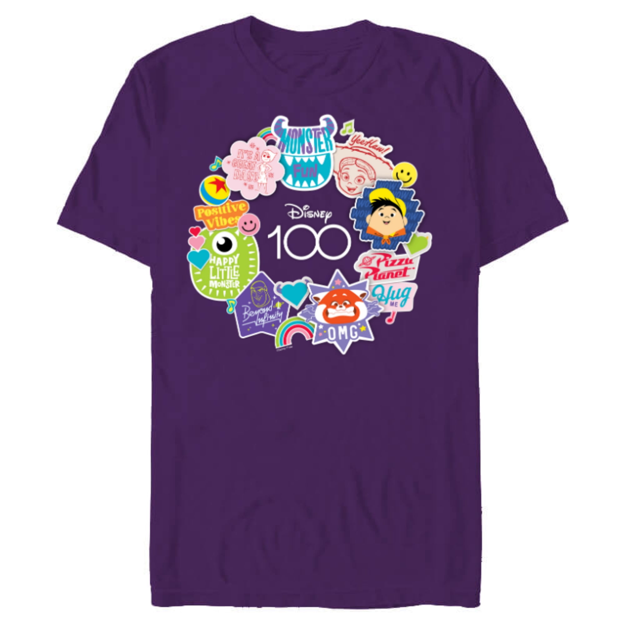 Disney 100 Pixar Happy Faces Sticker Circle D100 - Short Sleeve Blended ...