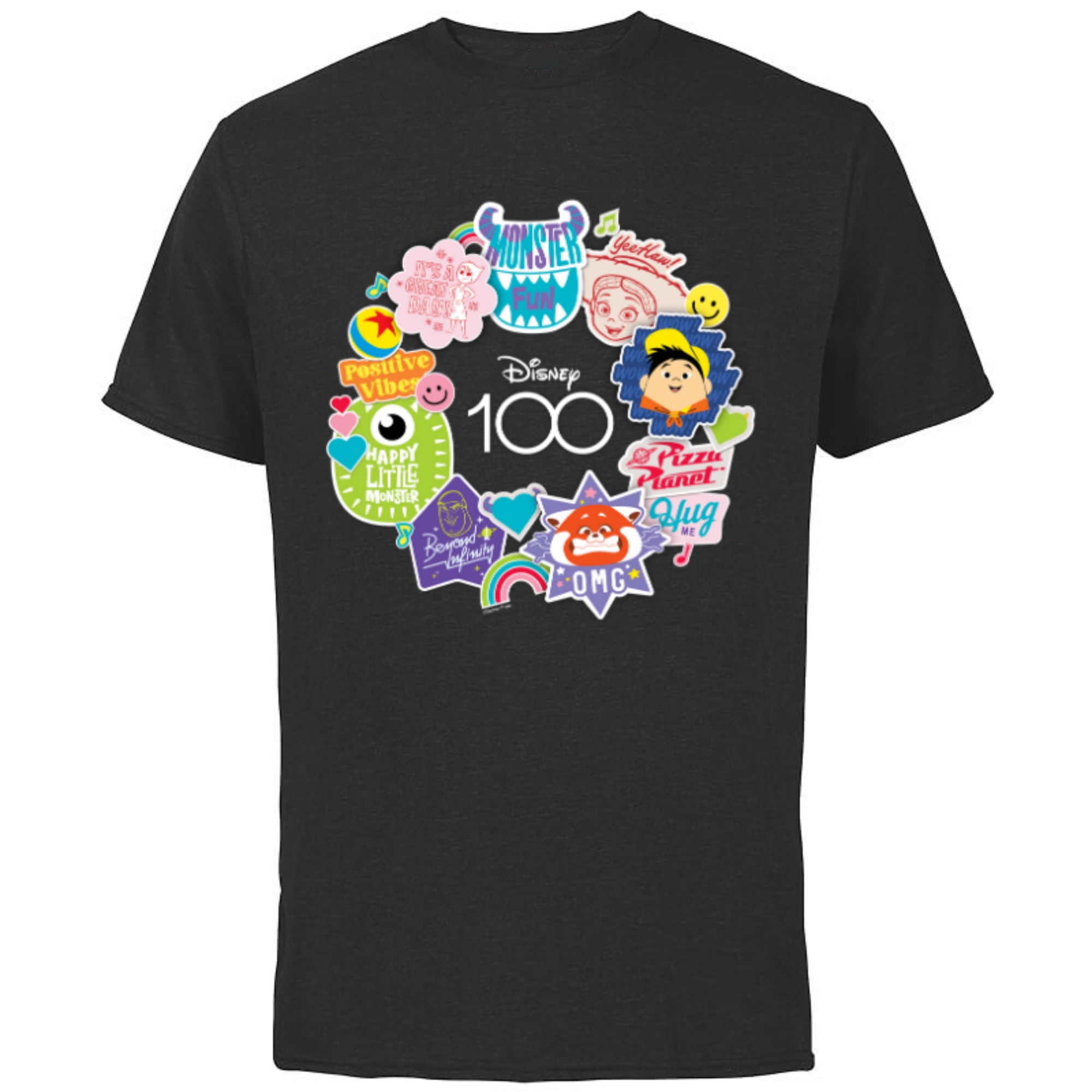 Disney 100 Pixar Happy Faces Sticker Circle D100 - Short Sleeve Cotton ...