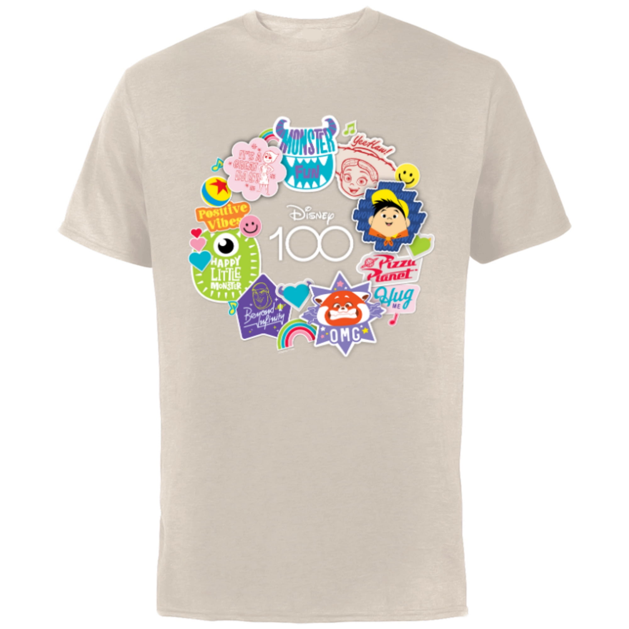 Disney 100 Pixar Happy Faces Sticker Circle D100 - Short Sleeve Cotton ...