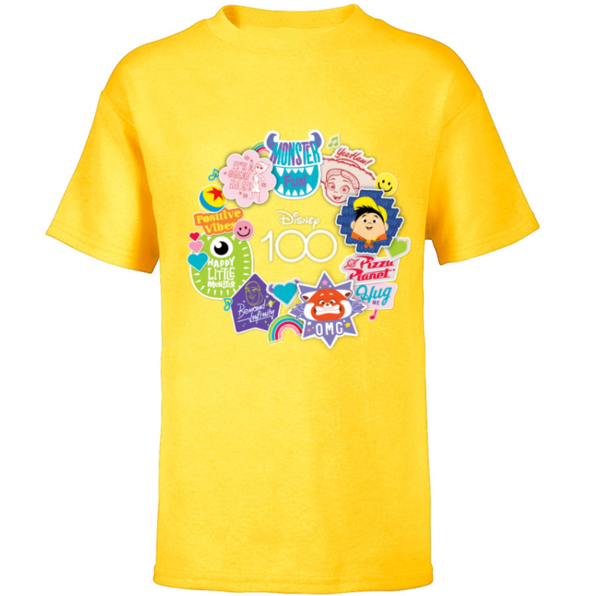 Disney 100 Pixar Happy Faces Sticker Circle D100 - Short Sleeve T-Shirt ...