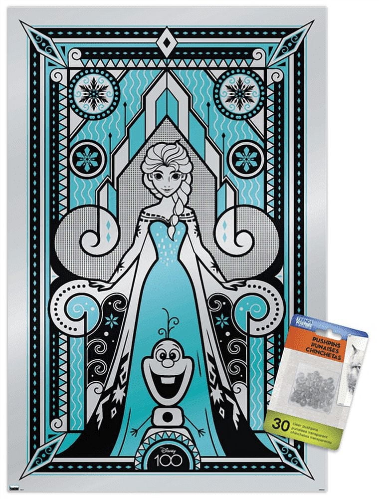 Disney 100th Anniversary - Deco-Luxe Elsa Wall Poster with Push Pins ...
