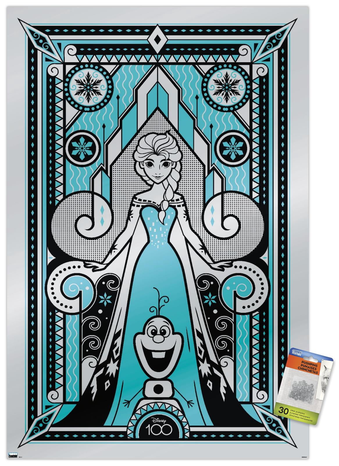 Disney 100th Anniversary - Deco-Luxe Elsa Wall Poster with Push Pins ...