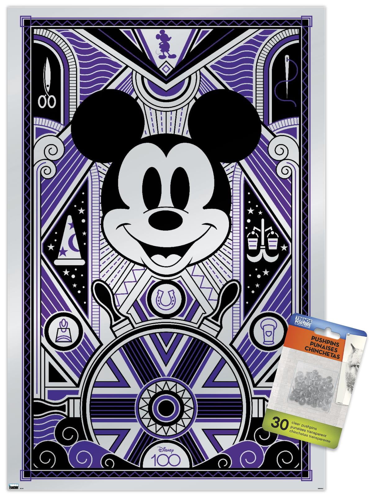 Disney 100th Anniversary - Deco-Luxe Mickey Mouse Wall Poster with Push ...