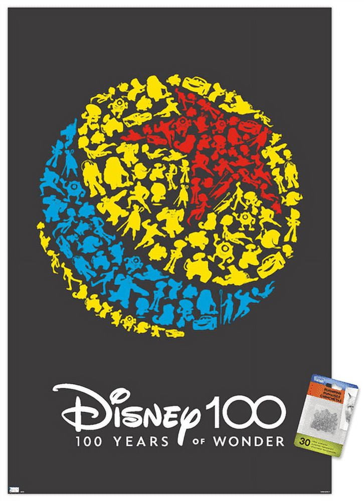Disney 100th Anniversary - Pixar Silhouettes Wall Poster with Pushpins ...