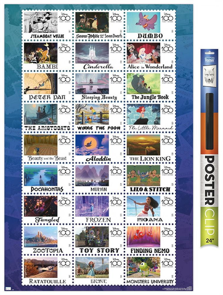 Disney 100th Anniversary - Stamp Grid Wall Poster, 22.375" x 34 ...