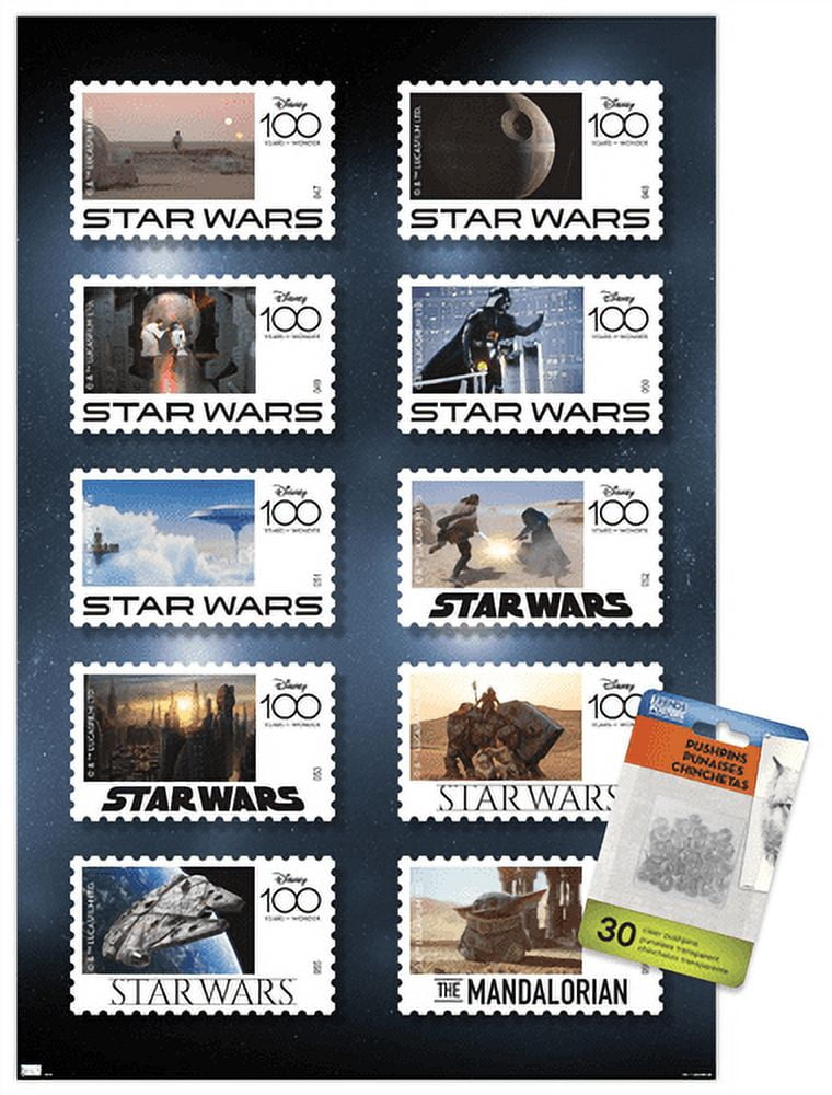 Disney 100th Star Wars - Stamp Grid Wall Poster with Push Pins, 14.725 ...