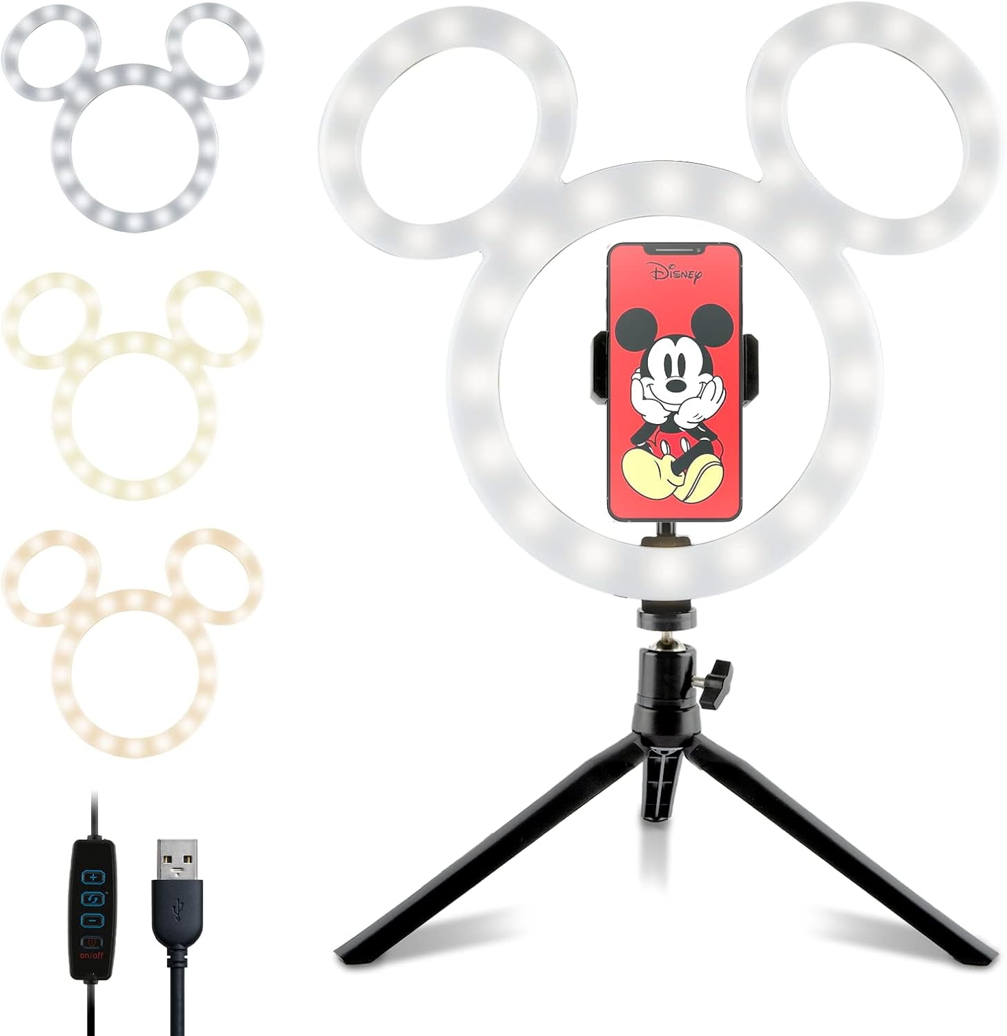 Disney 12" XL Ring Light and Smart Phone Tripod Multiple Light Modes ...